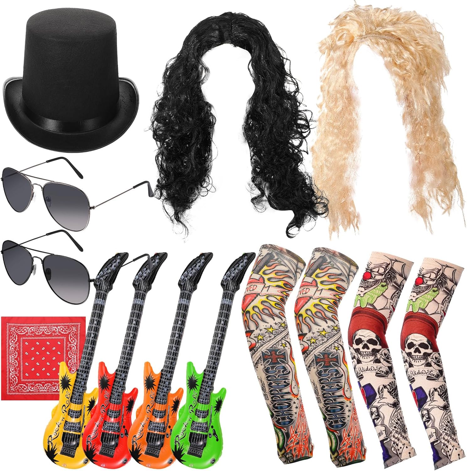 Amazon.com: Mepase 14 Pcs 80s Slash Costume Set Disco Rock Costume for ...