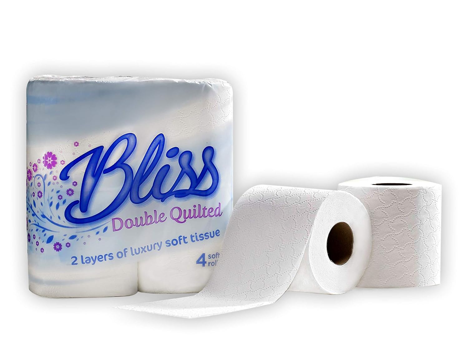 Bliss Ultra Soft Luxury Toilet Tissue Rolls, 2 Ply, Pack of 4 Rolls ...
