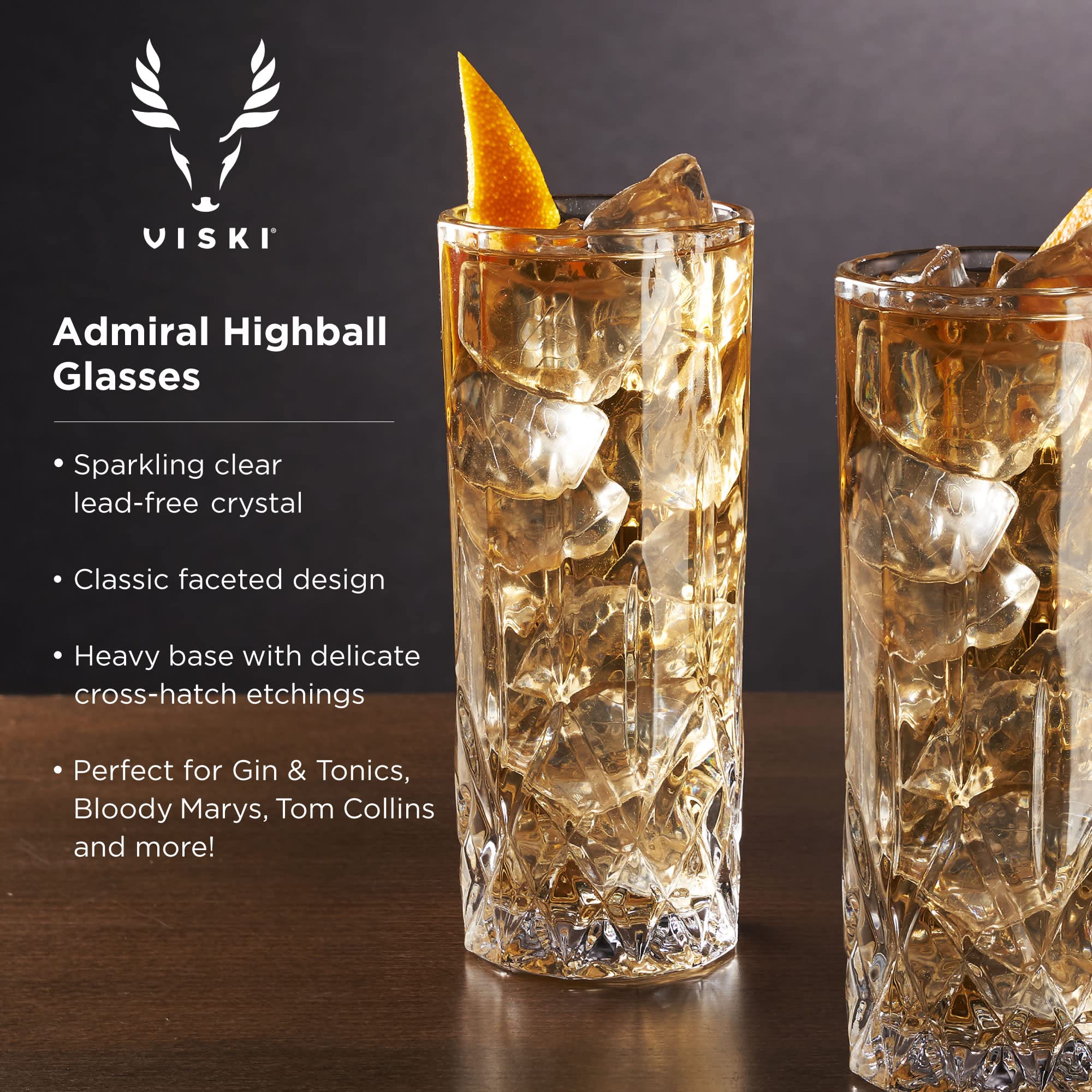 Snapklik.com : Viski Admiral Crystal Highball Glasses - Fancy Tall ...