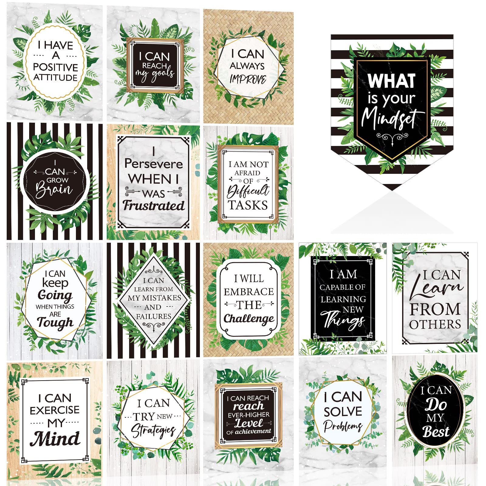 Buy 17 Sheets Growth Mindset s Bulletin Board Positive Sayings ...