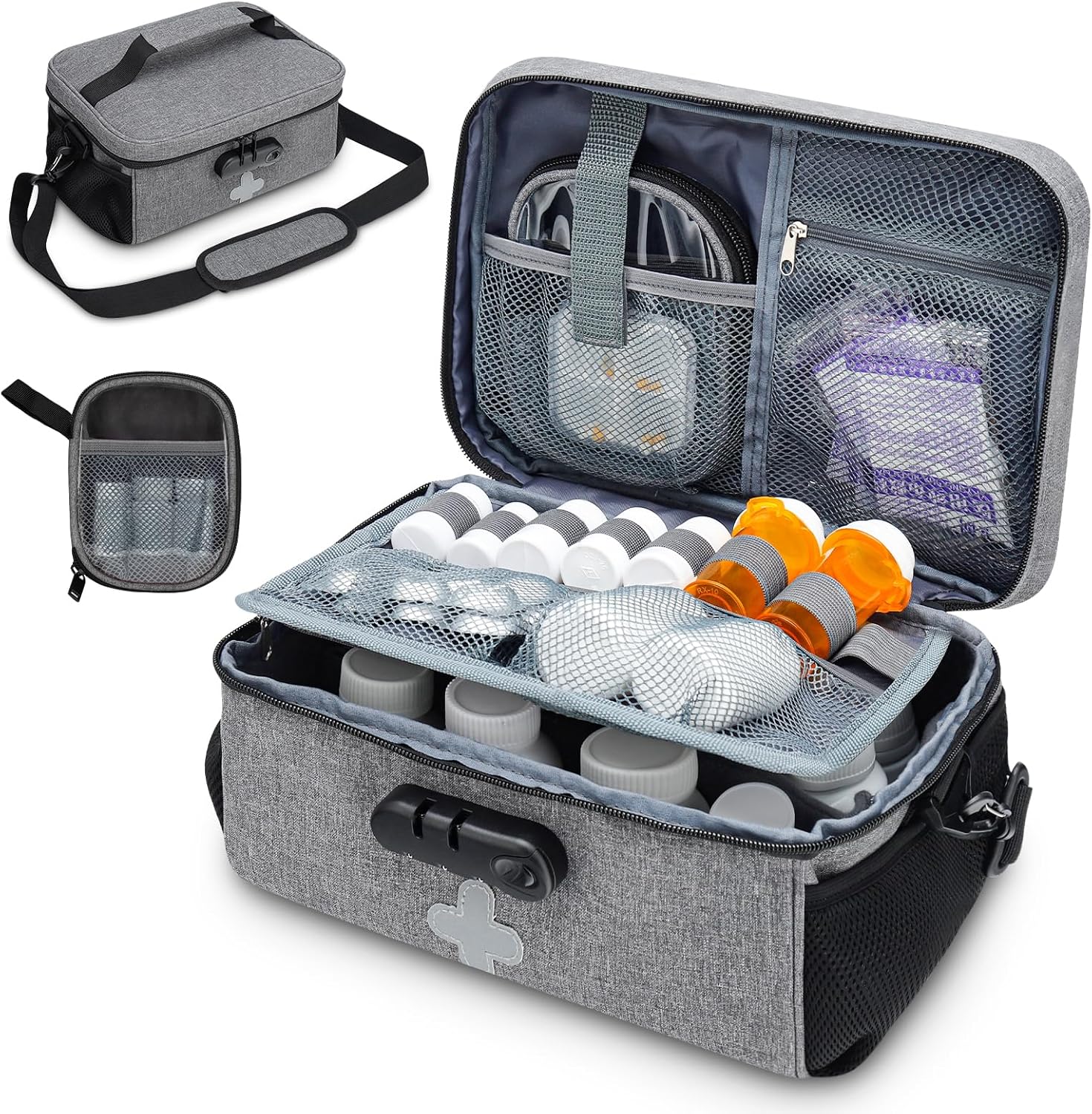 Amazon.com: Pill Bottle Organizer Bag with Combination Lock, Lockable ...