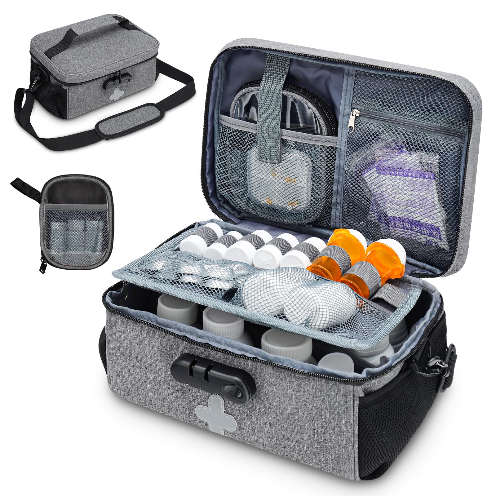 Amazon.com: Pill Bottle Organizer Bag with Combination Lock, Lockable ...
