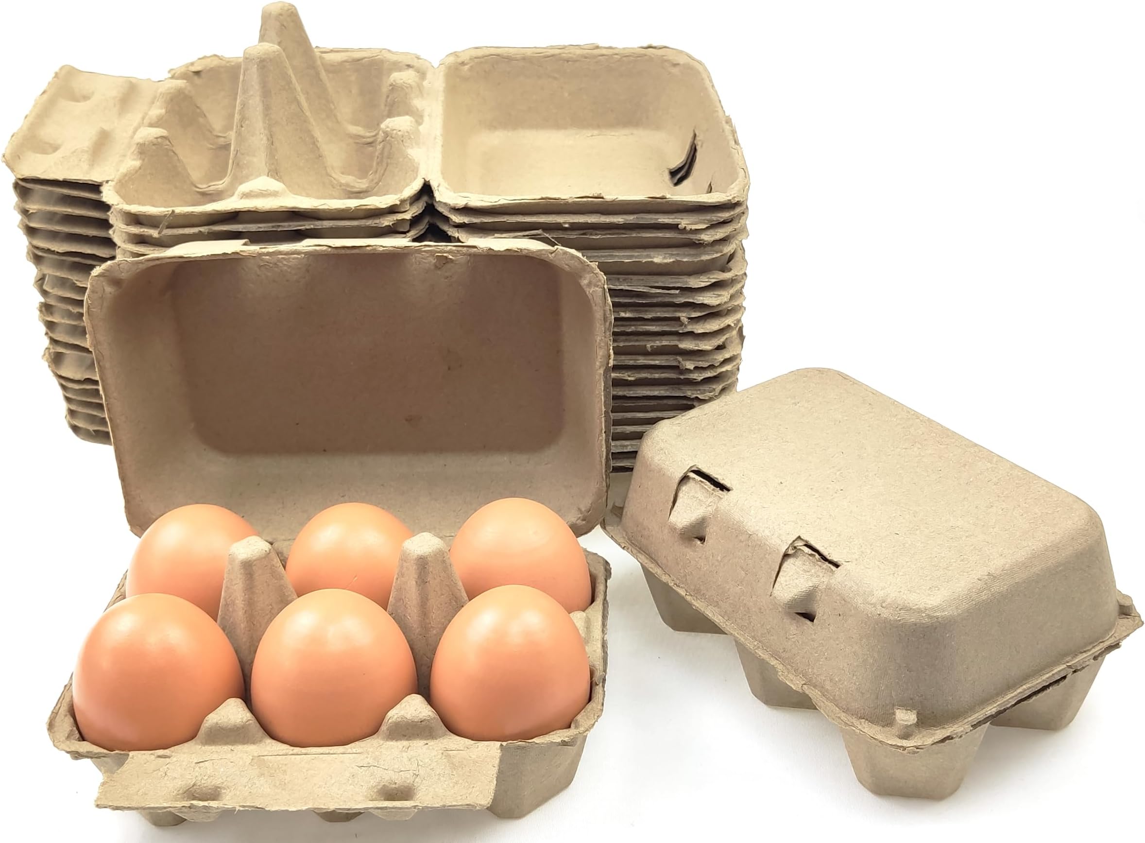 Amazon.com: Azatemgo 40 Pack Pulp Fiber Egg Cartons - 6 Count Tray ...