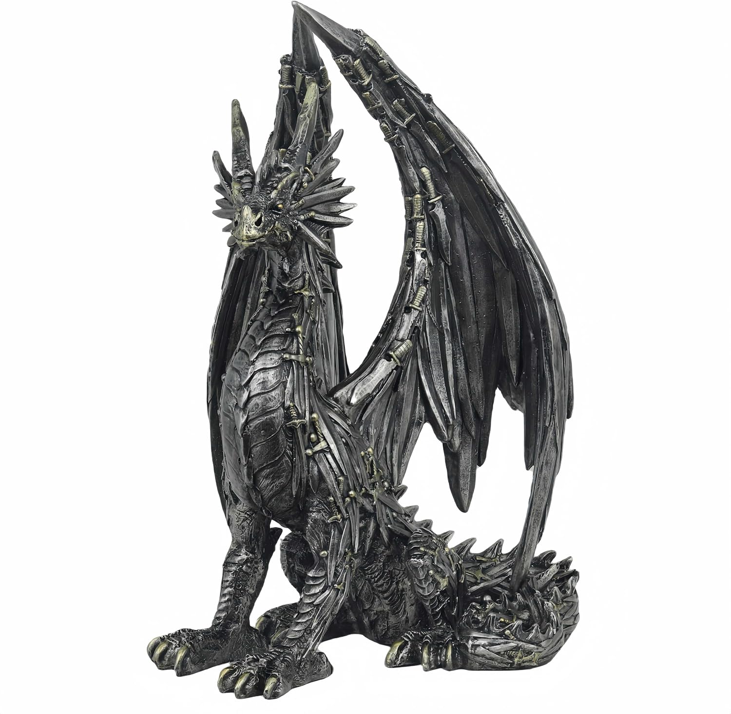 Amazon.com: GENUINQ Resin Sitting Dragon Statue Steampunk Medieval Gear ...