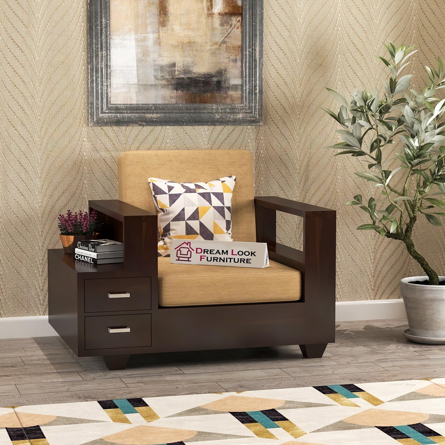 DREAM LOOK FURNITURE 1 Seater Sheesham Wood Sofa | Single Seater Sofa ...