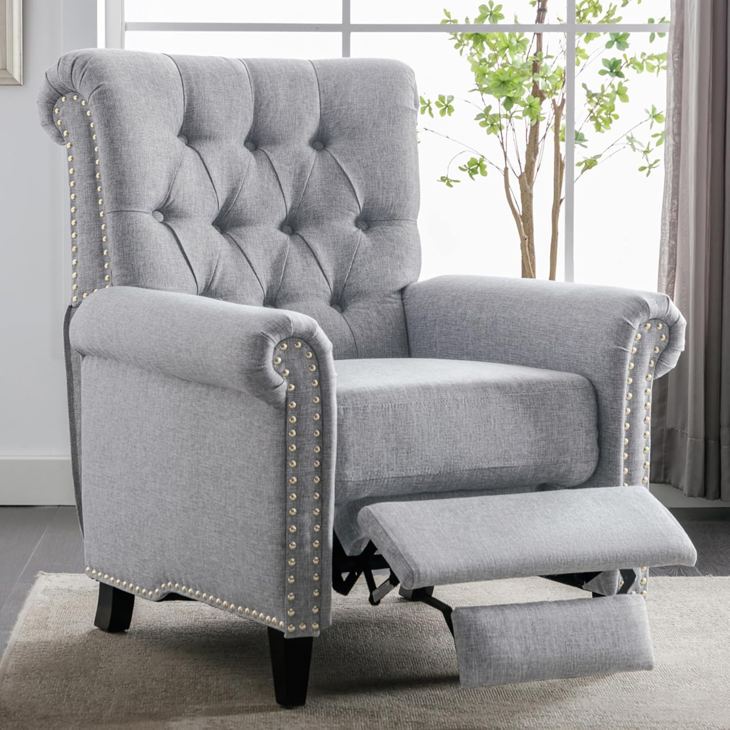 Amazon.com: Pushback Recliner Chair, Modern Button Tufted Wingback ...
