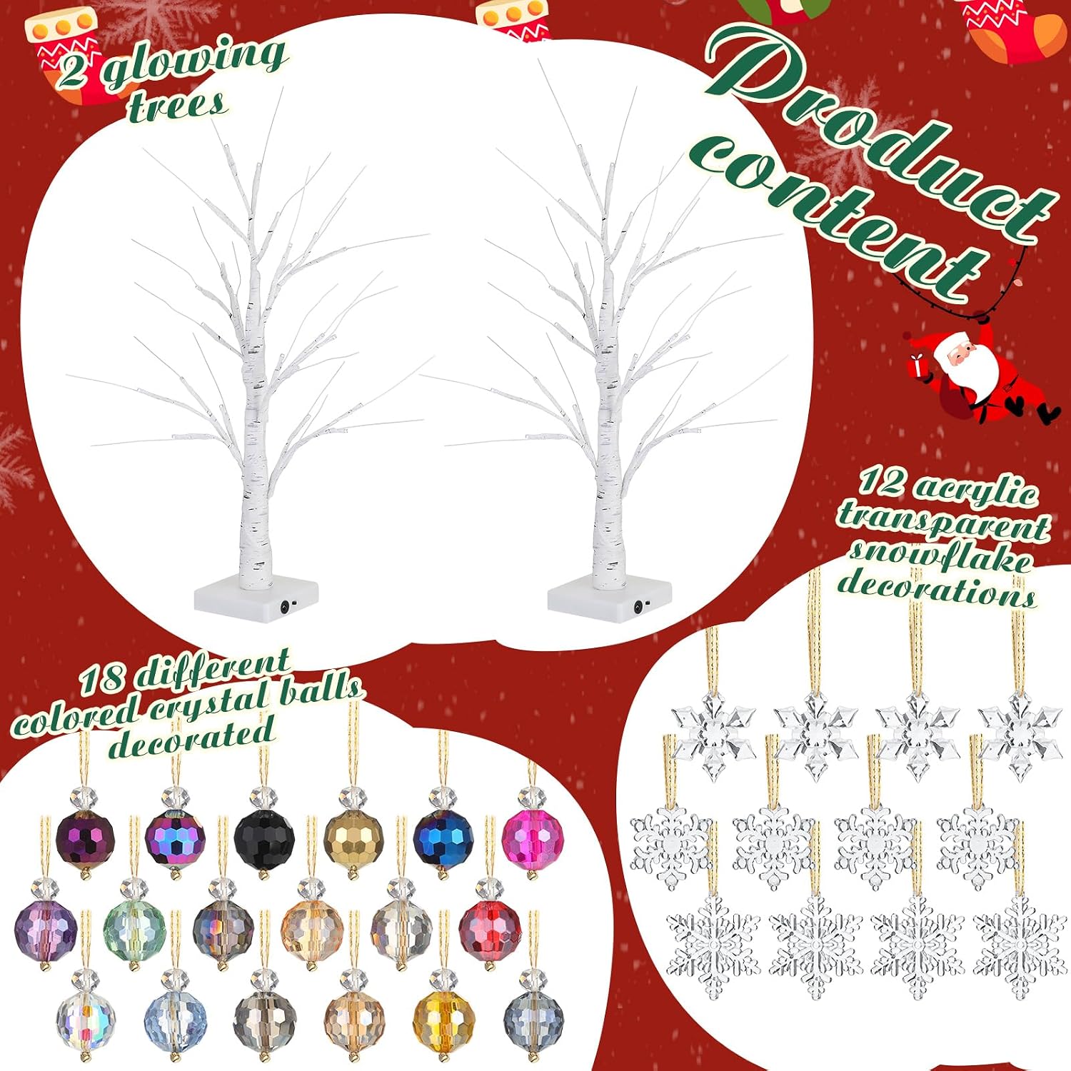 Wavyknot Juego de 2 árboles artificiales de Navidad con luces LED ...