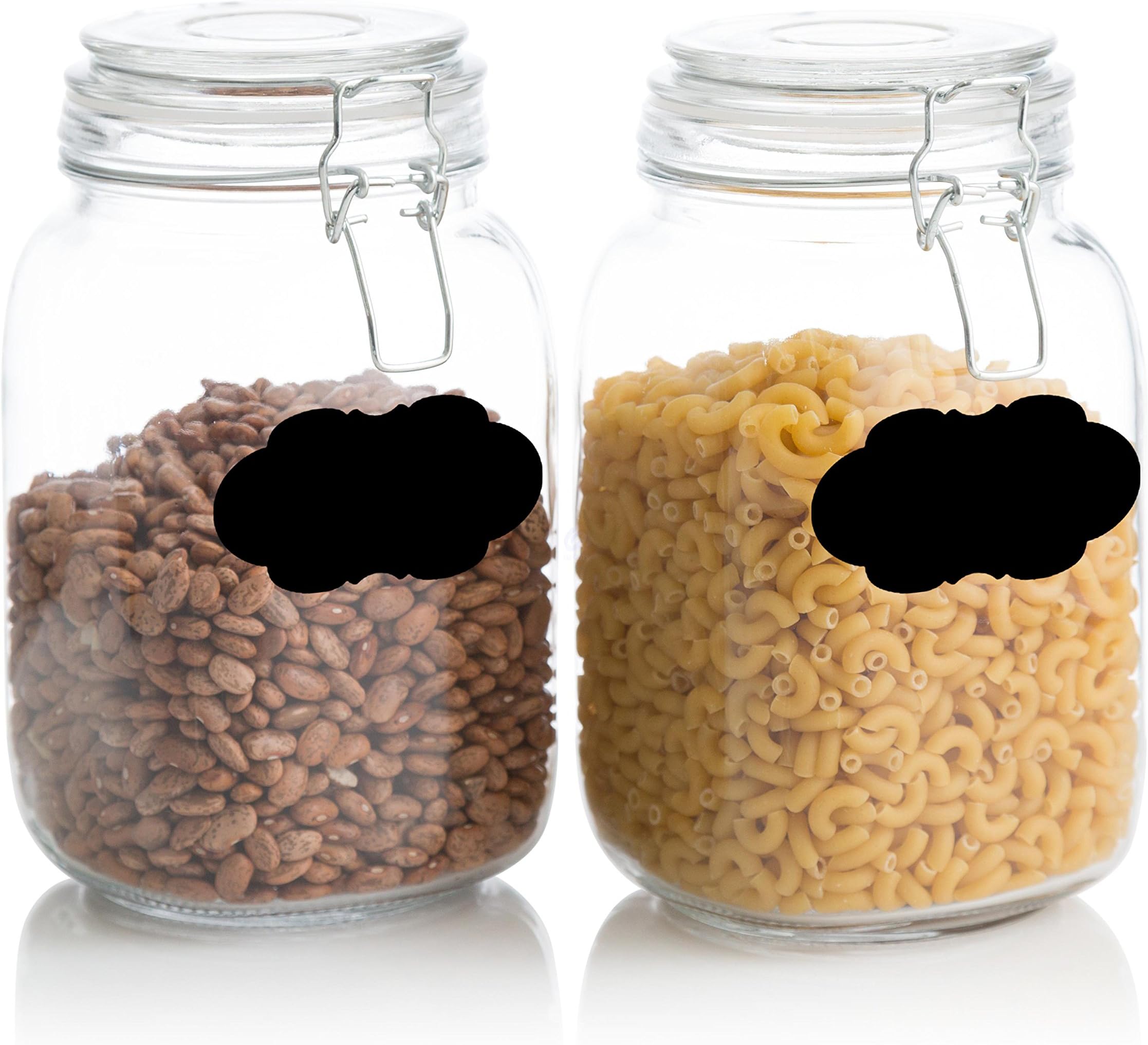 Amazon.com: Glass Canister Quality Set of 3 Clear Round Jars with ...