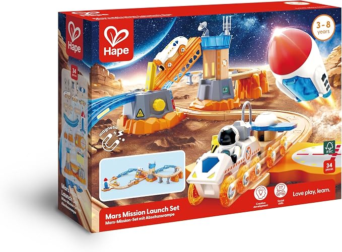 Amazon.com: Hape Mars Mission Launch Set, Railway Train Toys : Toys & Games
