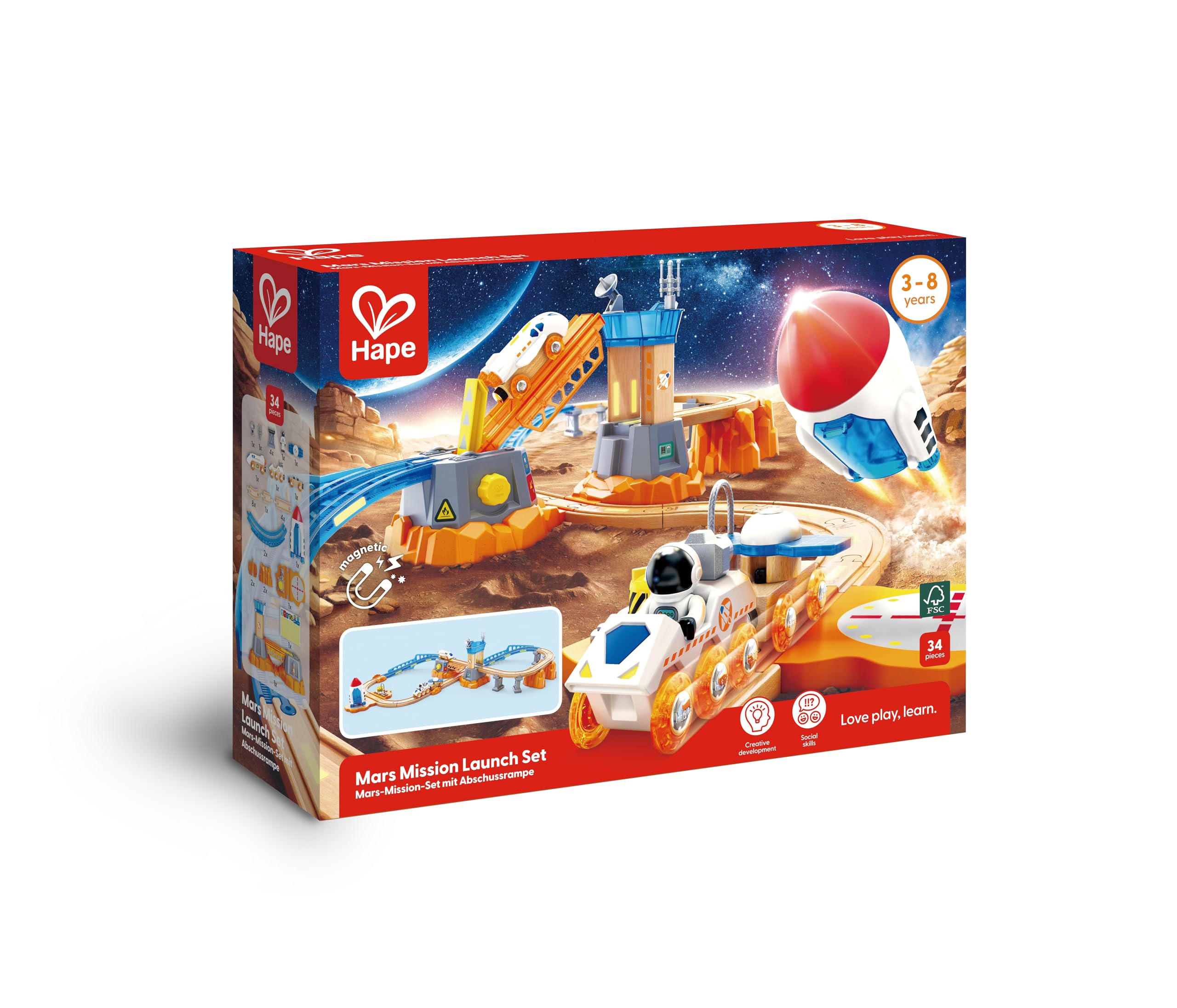 Amazon.com: Hape Mars Mission Launch Set, Railway Train Toys : Toys & Games