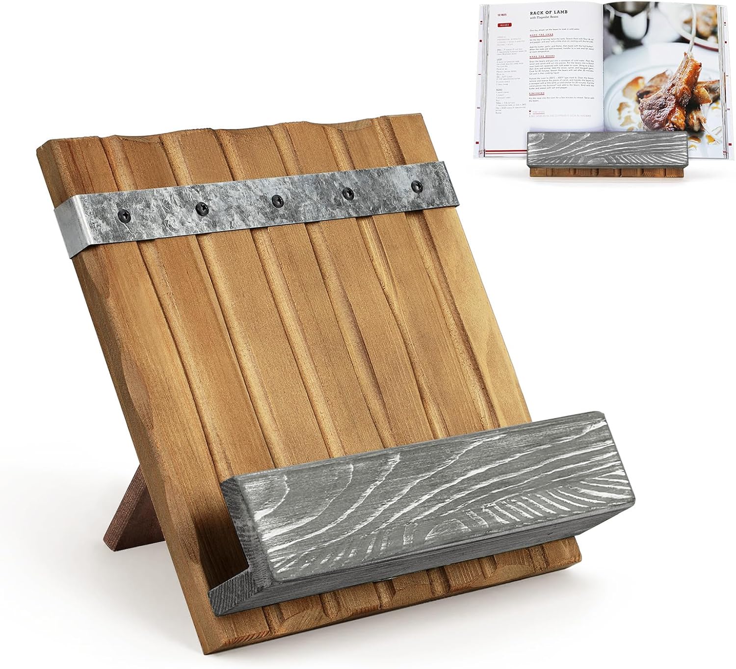 Amazon.com: Cookbook Stand, Rustic Solid Wood Cookbook Holder for ...