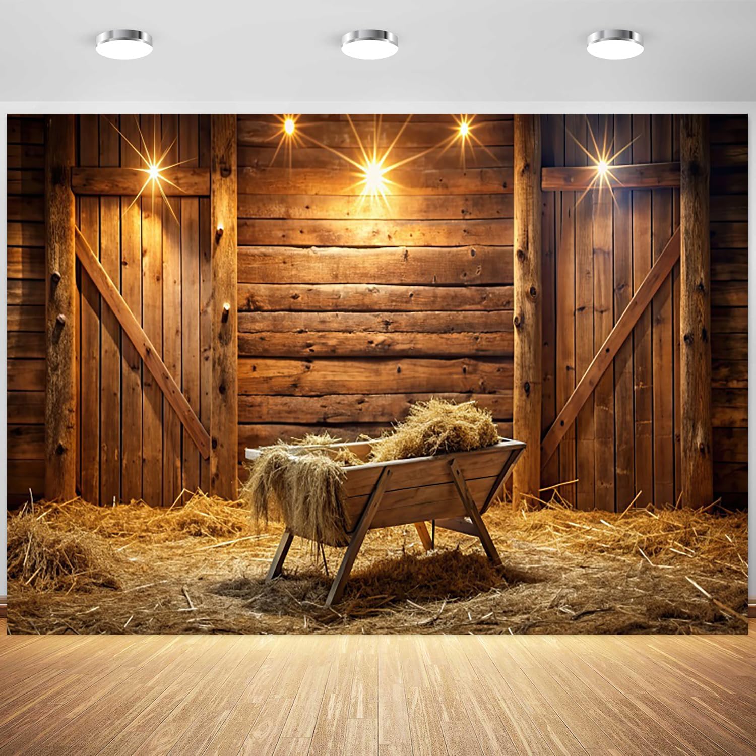 Amazon.com : 7x5ft Christmas Manger Scene Backdrop Birth of Jesus ...