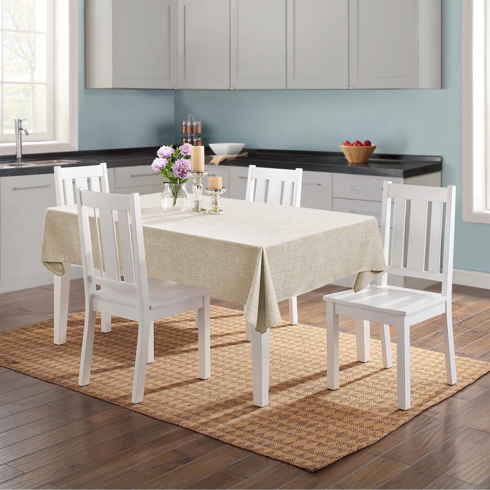 Amazon.com: HolaFish Textured Linen Tablecloth Rectangle 30x60 Water ...