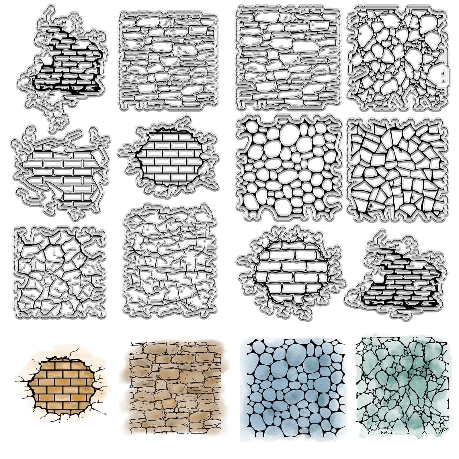 Amazon.com: CRASPIRE 2pcs Background Clear Rubber Stamps Brick Wall ...