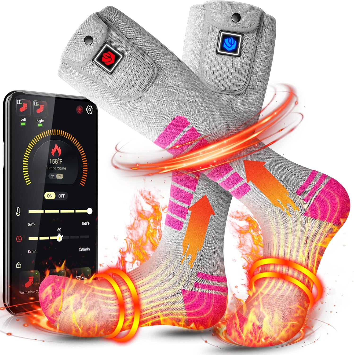 Amazon.com: Heated Socks for Men Women 9V Constant Voltage 7.4V 3000mAh ...