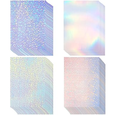 Amazon.com: 36 Sheets Self-Adhesive Paper Holographic Transparent Paper ...