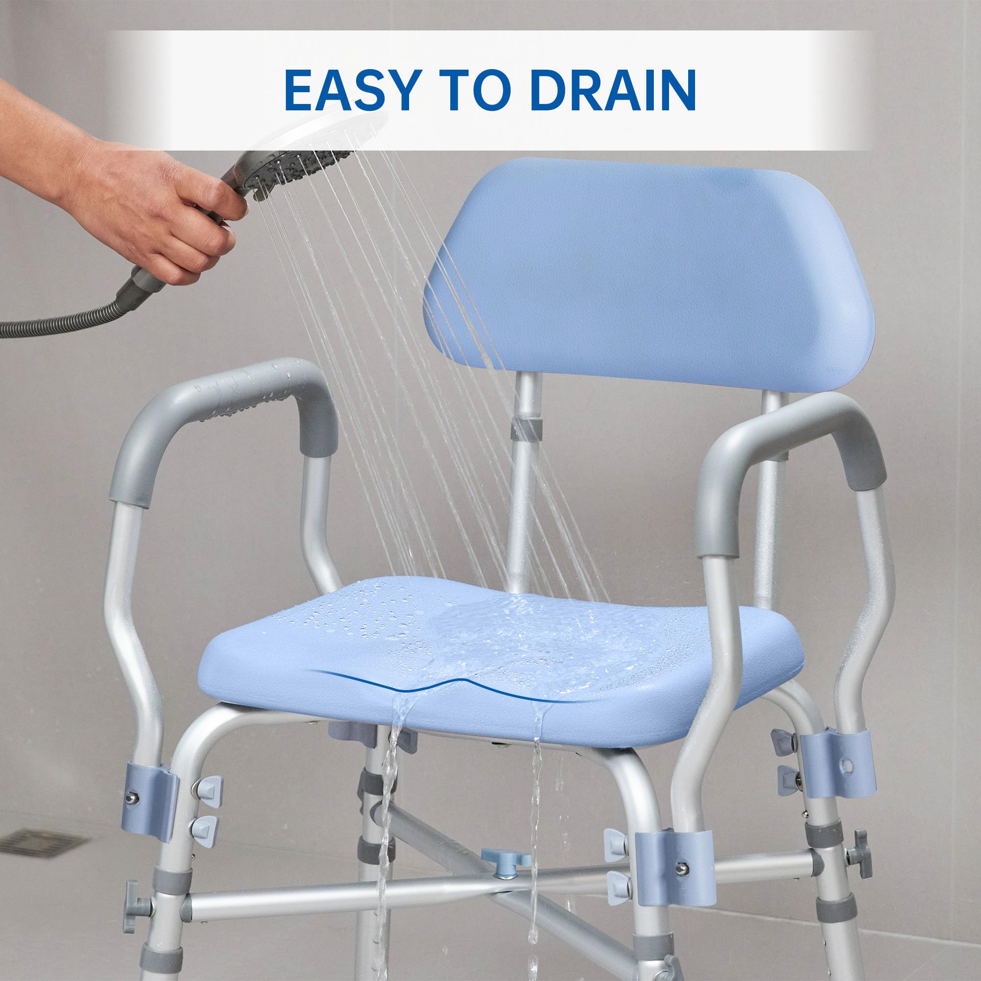 Snapklik.com : Restisland Padded Shower Chair 500lbs, Heavy Duty Bath Chair