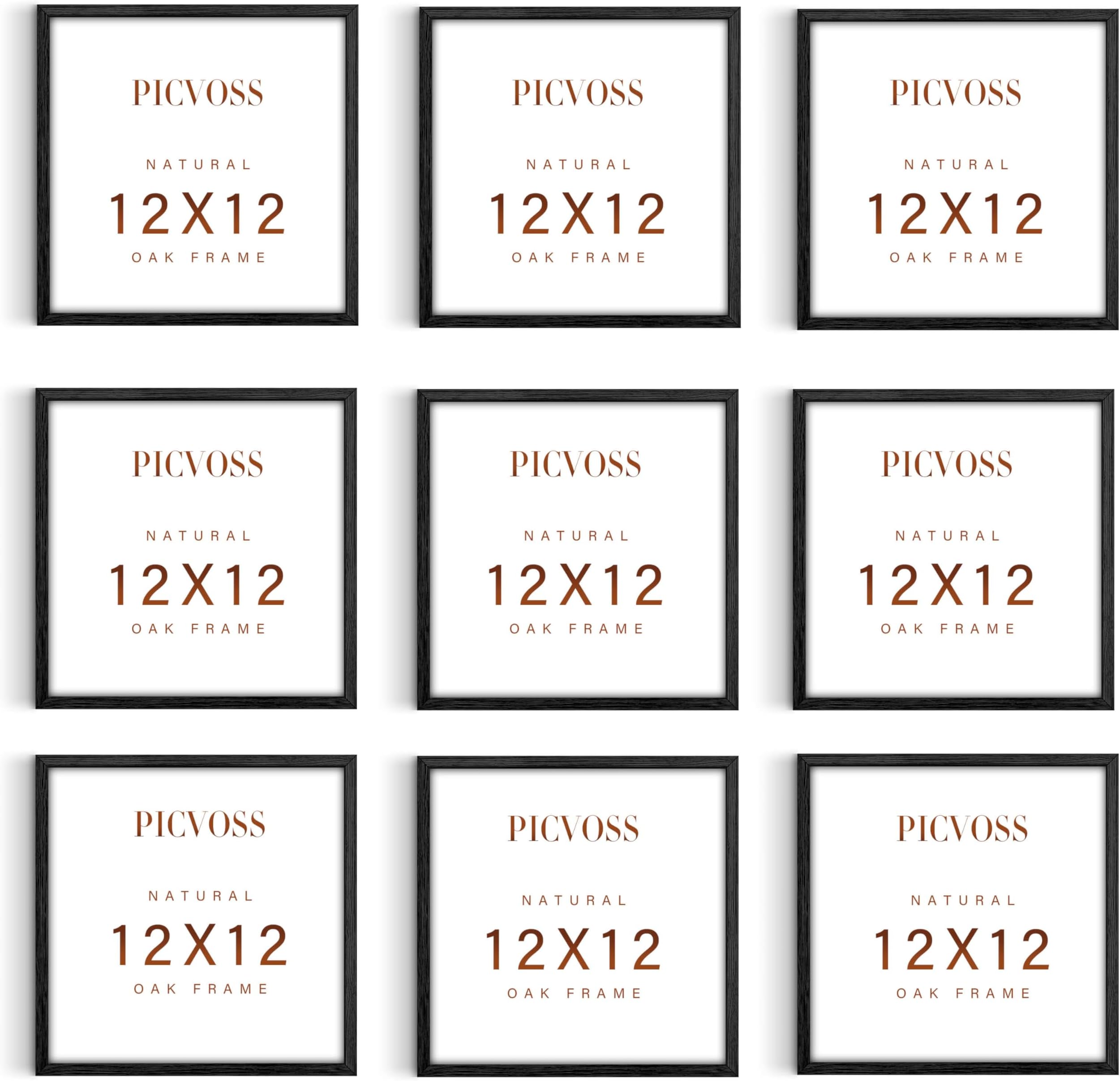 Amazon.com - picvoss Oak Wood 12x12 Picture Frames Set of 9, Classic ...