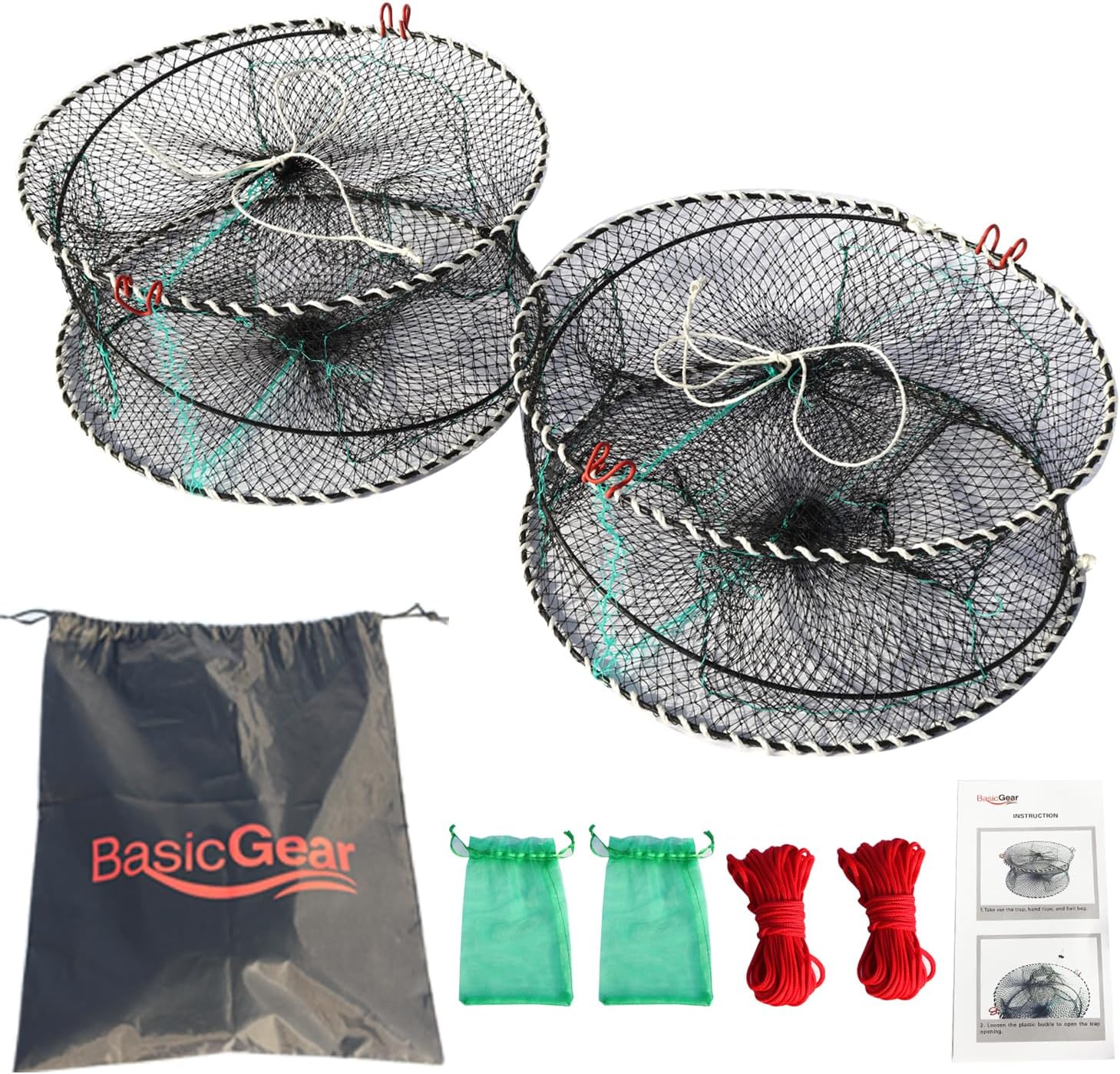 Amazon.com : BasicGear Crab Trap Bait Lobster Crawfish Shrimp Portable ...
