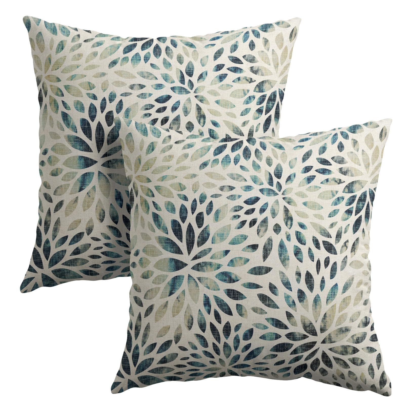 Amazon.com: Teal Dahlia Pillow Covers 18x18 Inches Rustic Geometric ...
