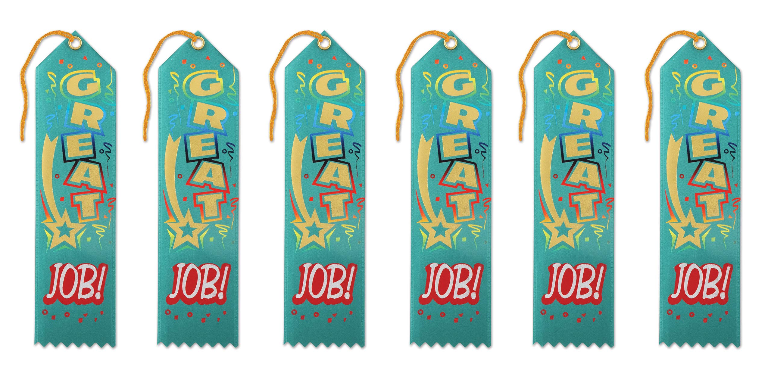 Amazon.com: Beistle Great Job! Award Ribbons, 2 by 8-Inch, 6-Pack ...