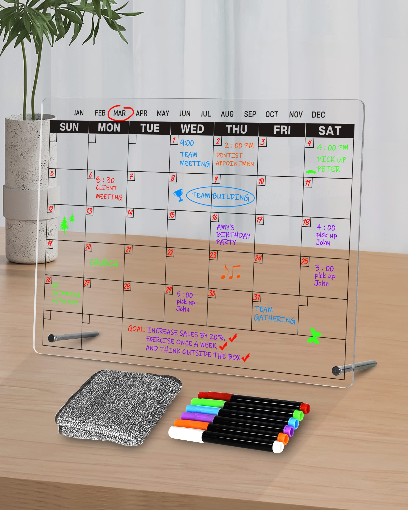 Snapklik.com : Acrylic Dry Erase Calendar Board To Do List Desktop ...