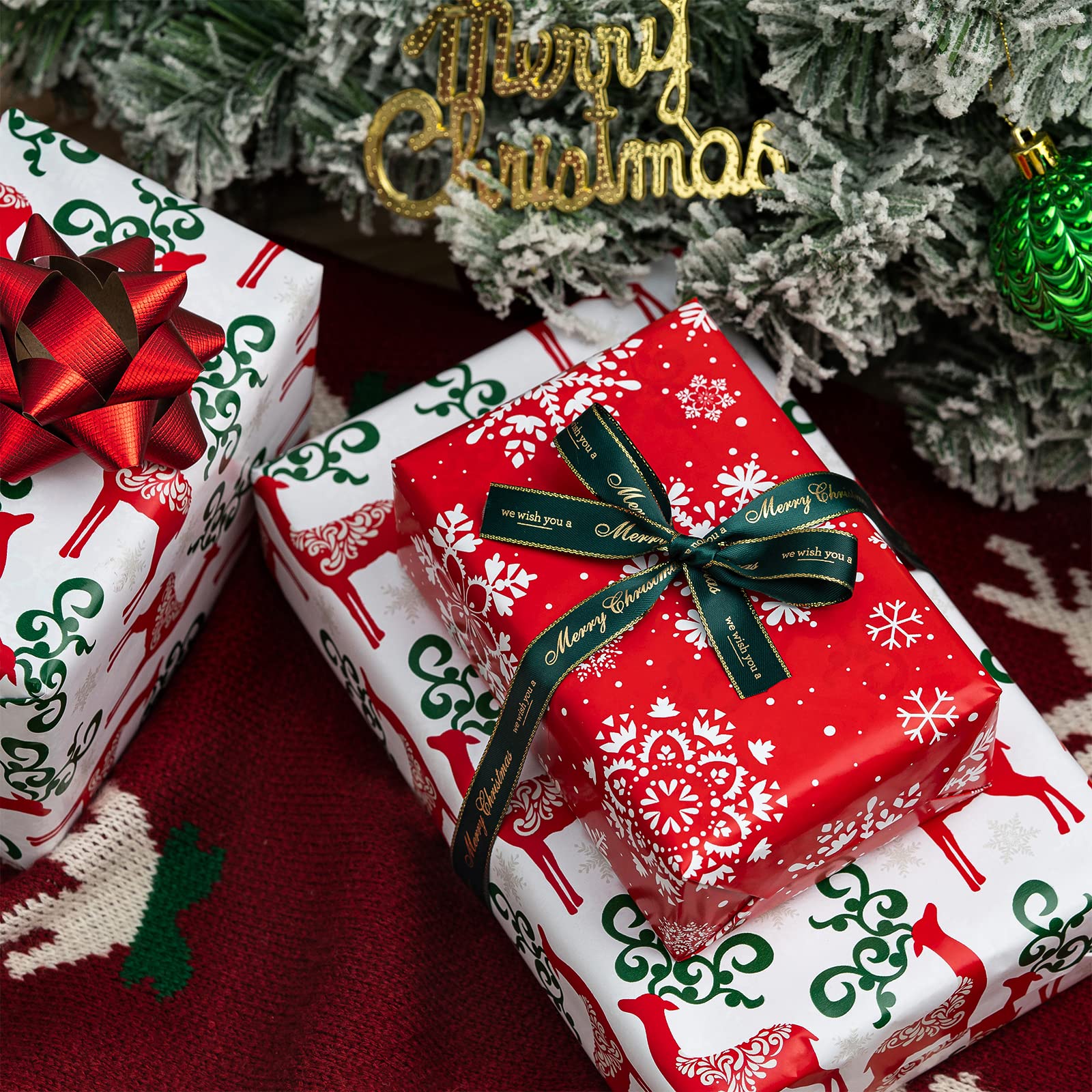 Snapklik.com : MAYPLUSS Christmas Reversible Wrapping Paper - Mini Roll ...