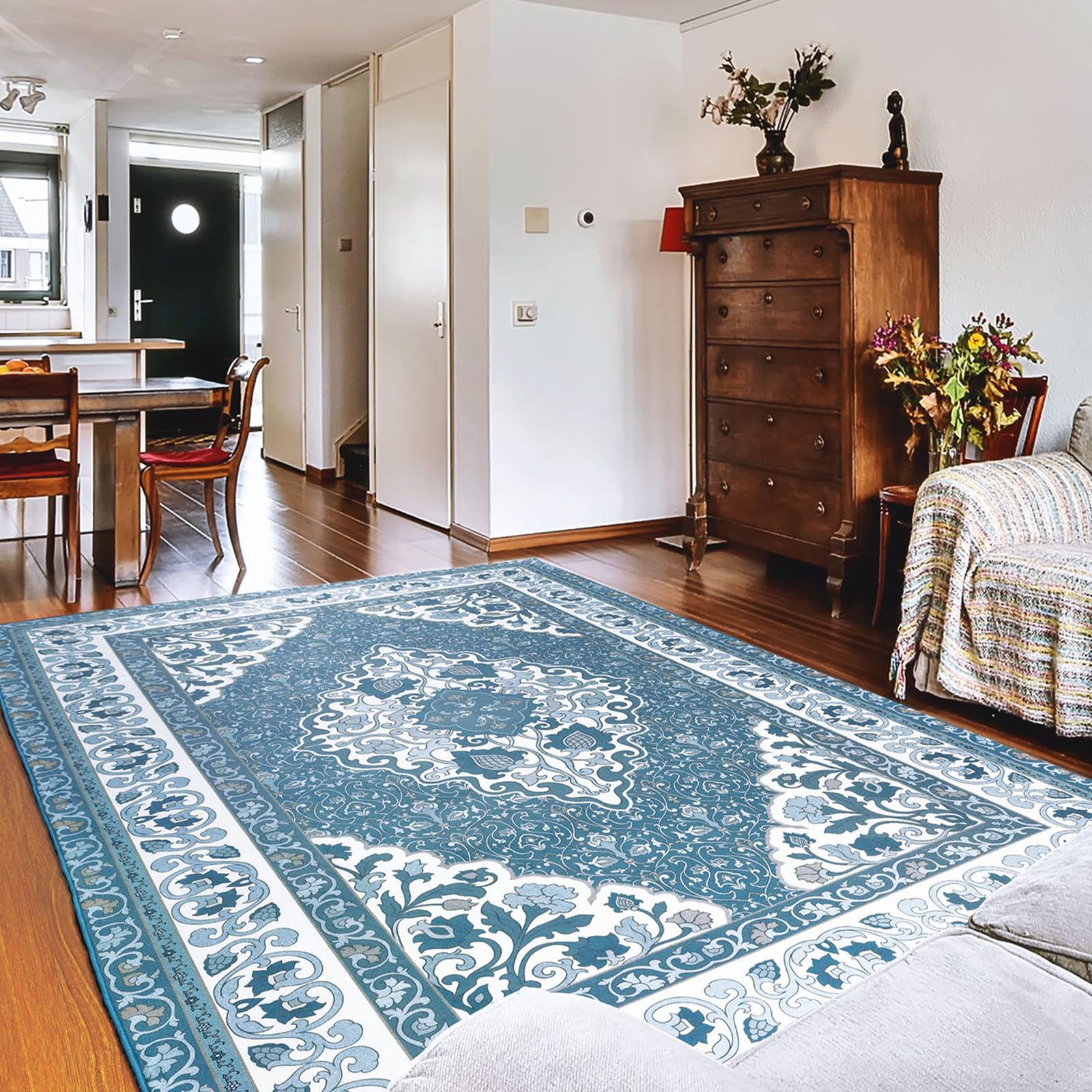 Keeko 6x9ft Large Area Rug, Ultra-Thin Oriental Traditional Memory Foam ...