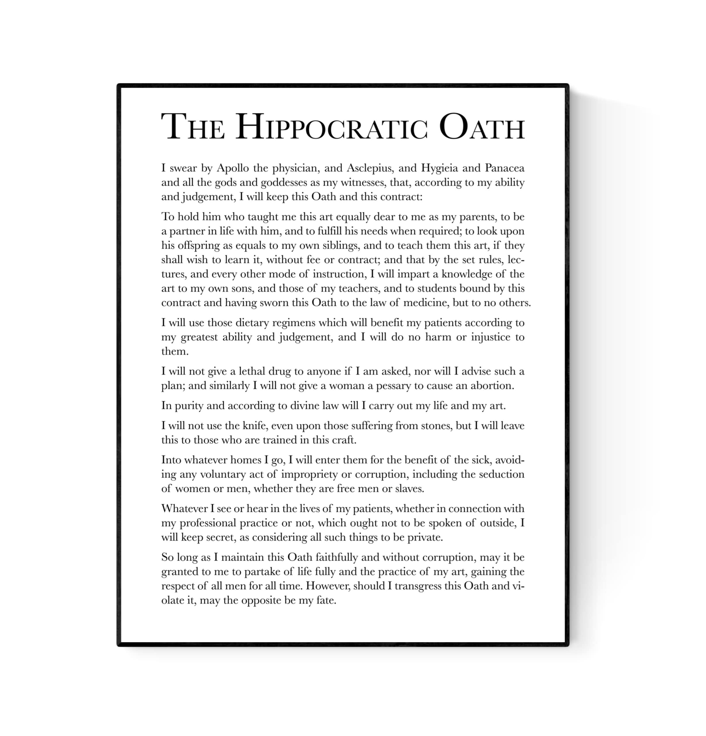 Hippocratic Oath A Cruciform Text With The Hippocratic Oath, From The
