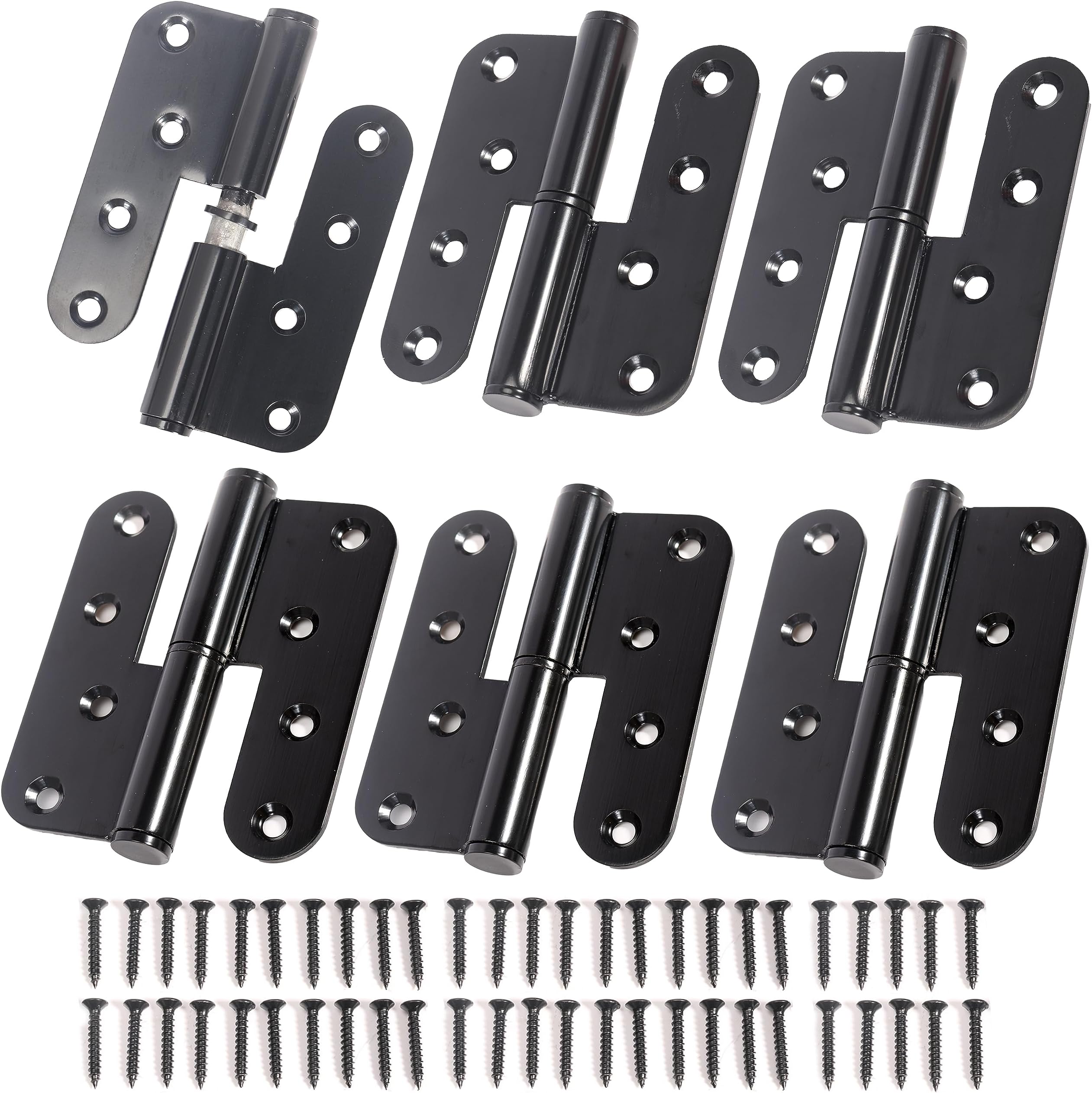 6-Pack Black Heavy Duty Lift Off Hinge, 4" X 3.5 Inch H-Shaped Door ...