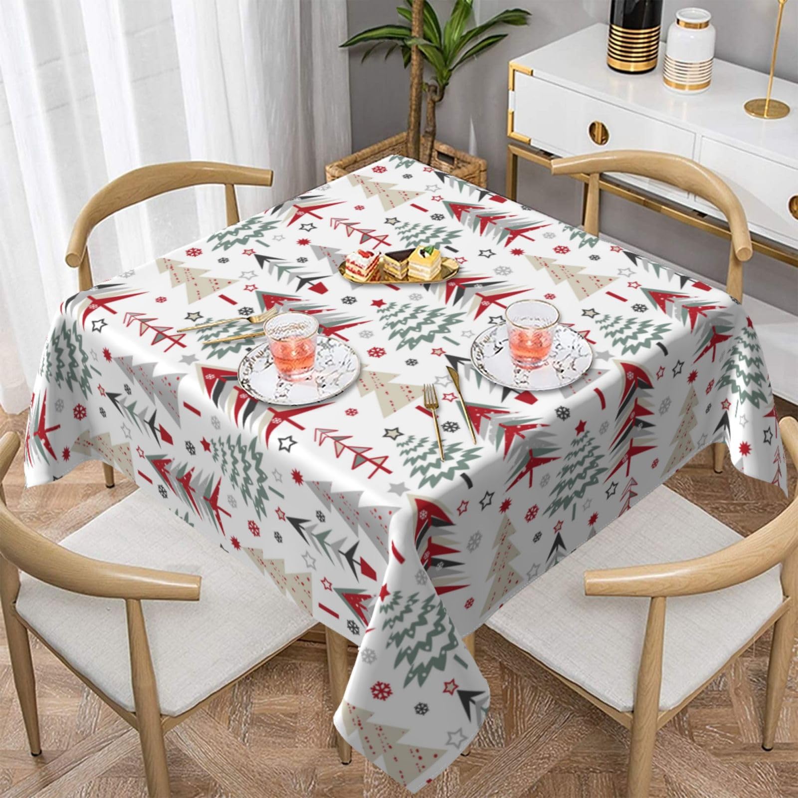 Amazon.com: AGAYNA Christmas Tablecloth Square 54x54 Inch Colorful Red ...