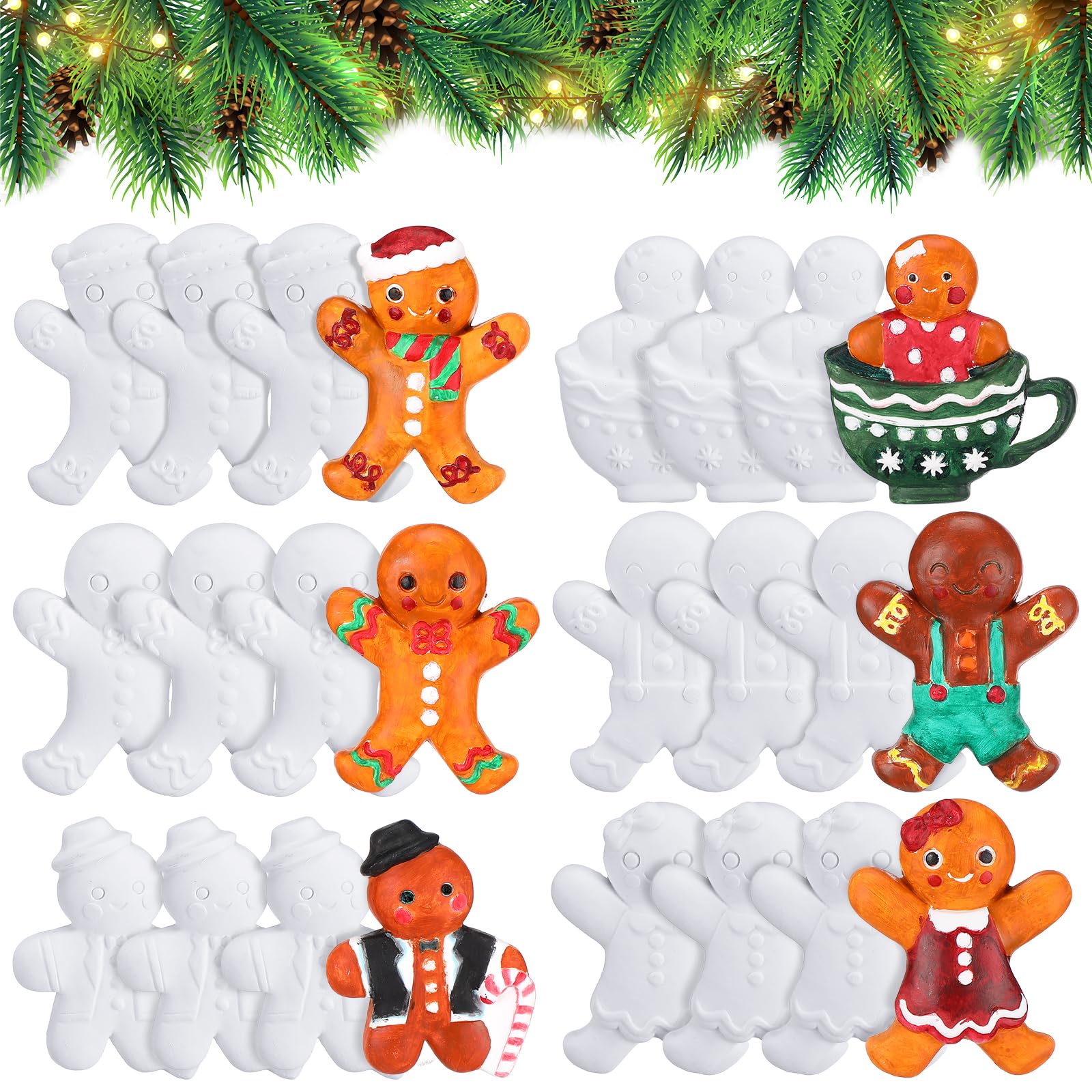 Amazon.com: Syhood 24 Pcs Design Your Own Ceramic Christmas Blank DIY ...