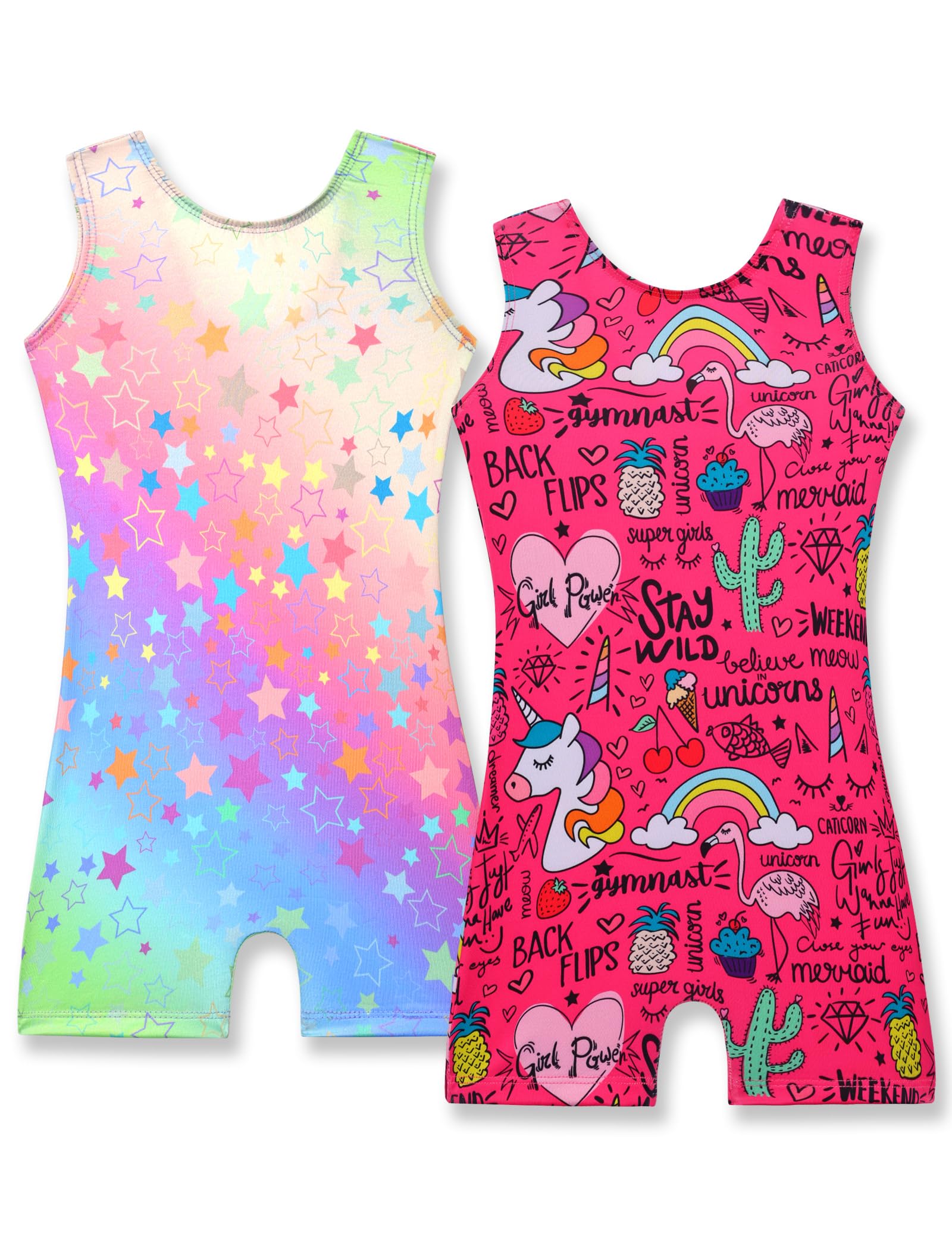 Snapklik.com : Nymphperi Girls Leotards Gymnastics 2 Pack Rainbow Star