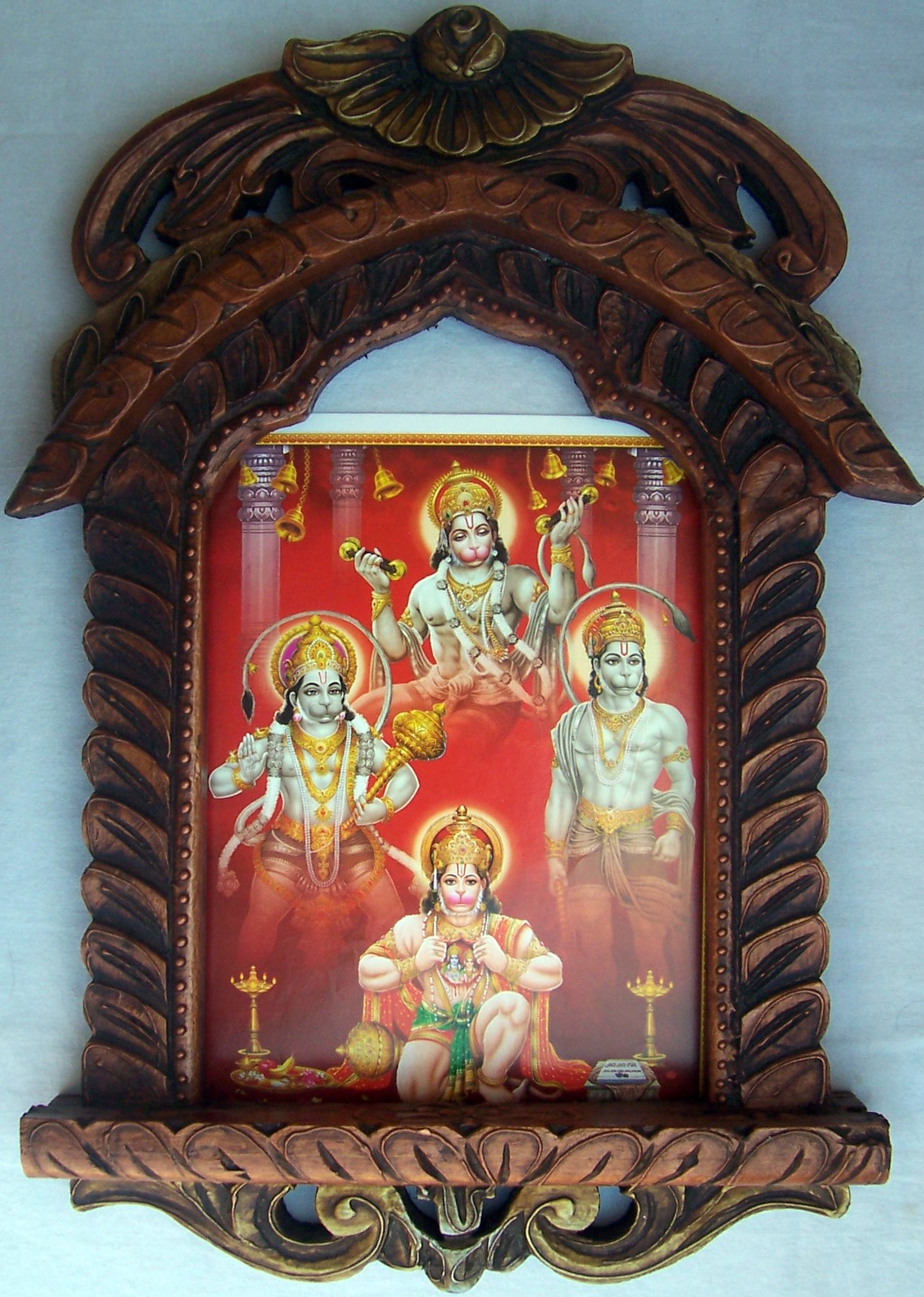 Buy Pawan Putra Lord Hanuman in Various Posture in Wood Craft Jharokha ...