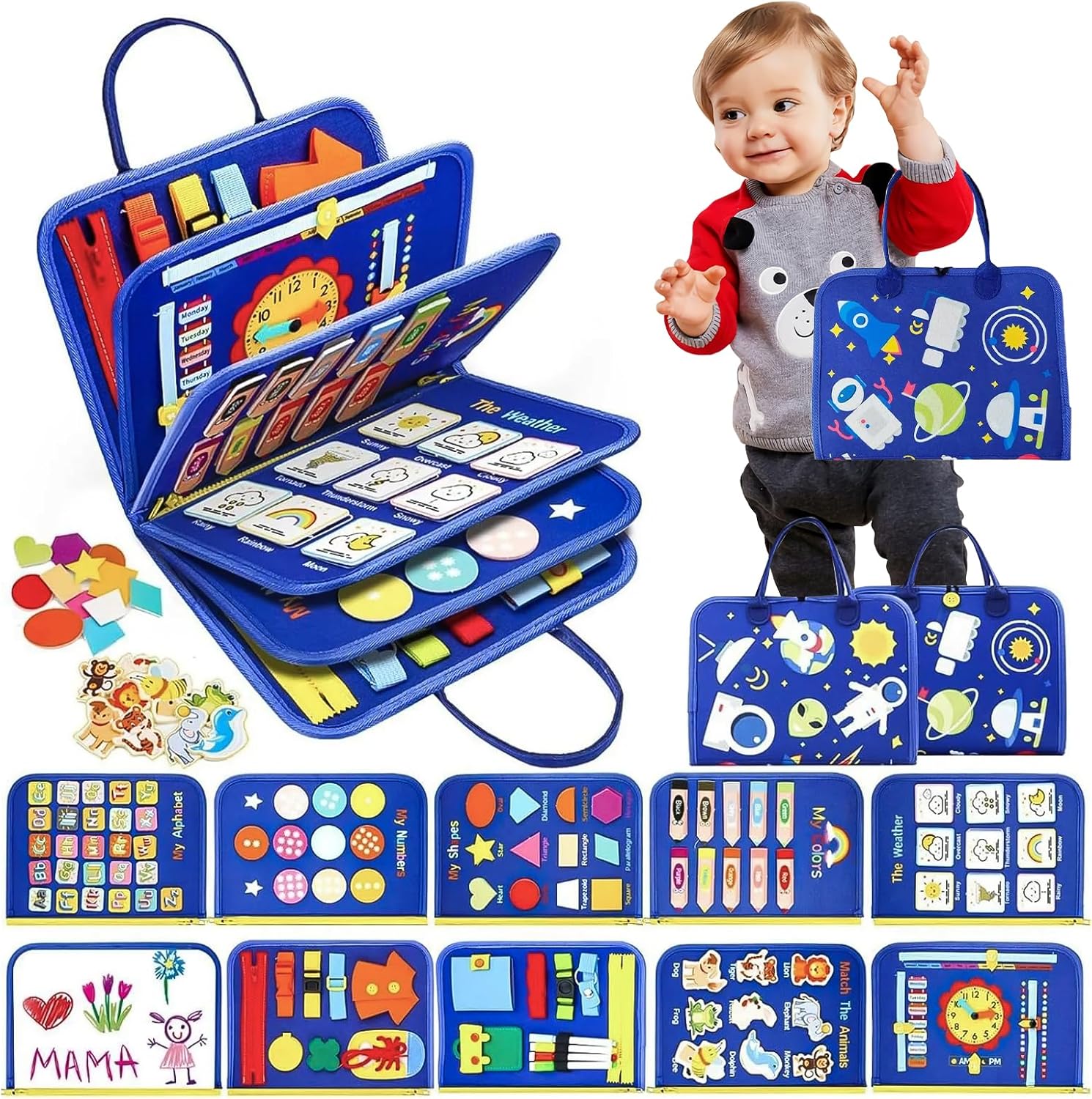 QILUCKY Busy Board for Toddlers,20 in 1 Montessori Sensory Toys for 1 2 ...