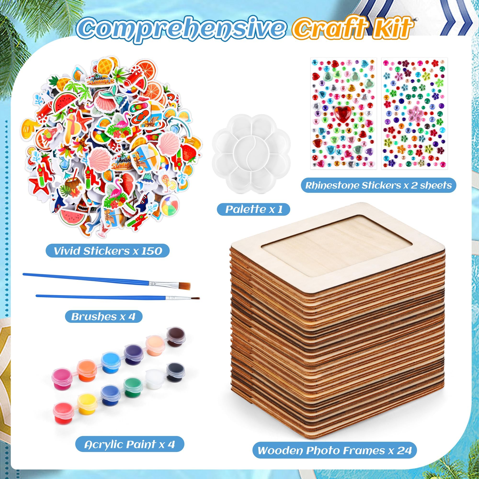 Snapklik.com : Fovths 24 Packs Summer Picture Frame Painting Craft Kit