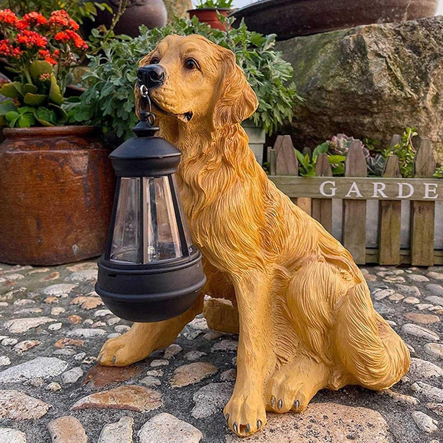 Statue Golden Retriever avec lampes solaires – Figurine de chien ...