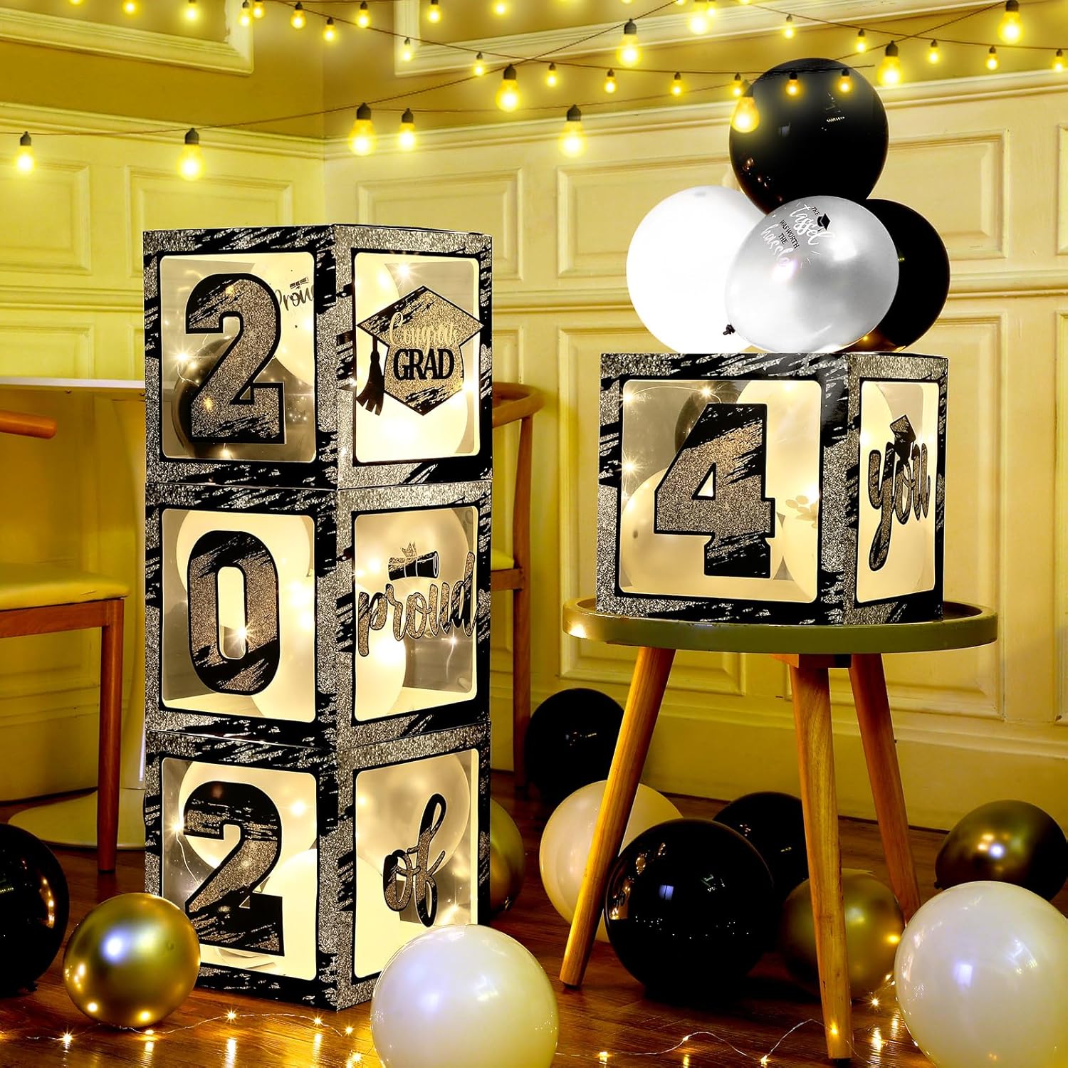 Amazon.com: Woanger 44 Pcs Graduation 2024 Box Balloon and LED Light ...