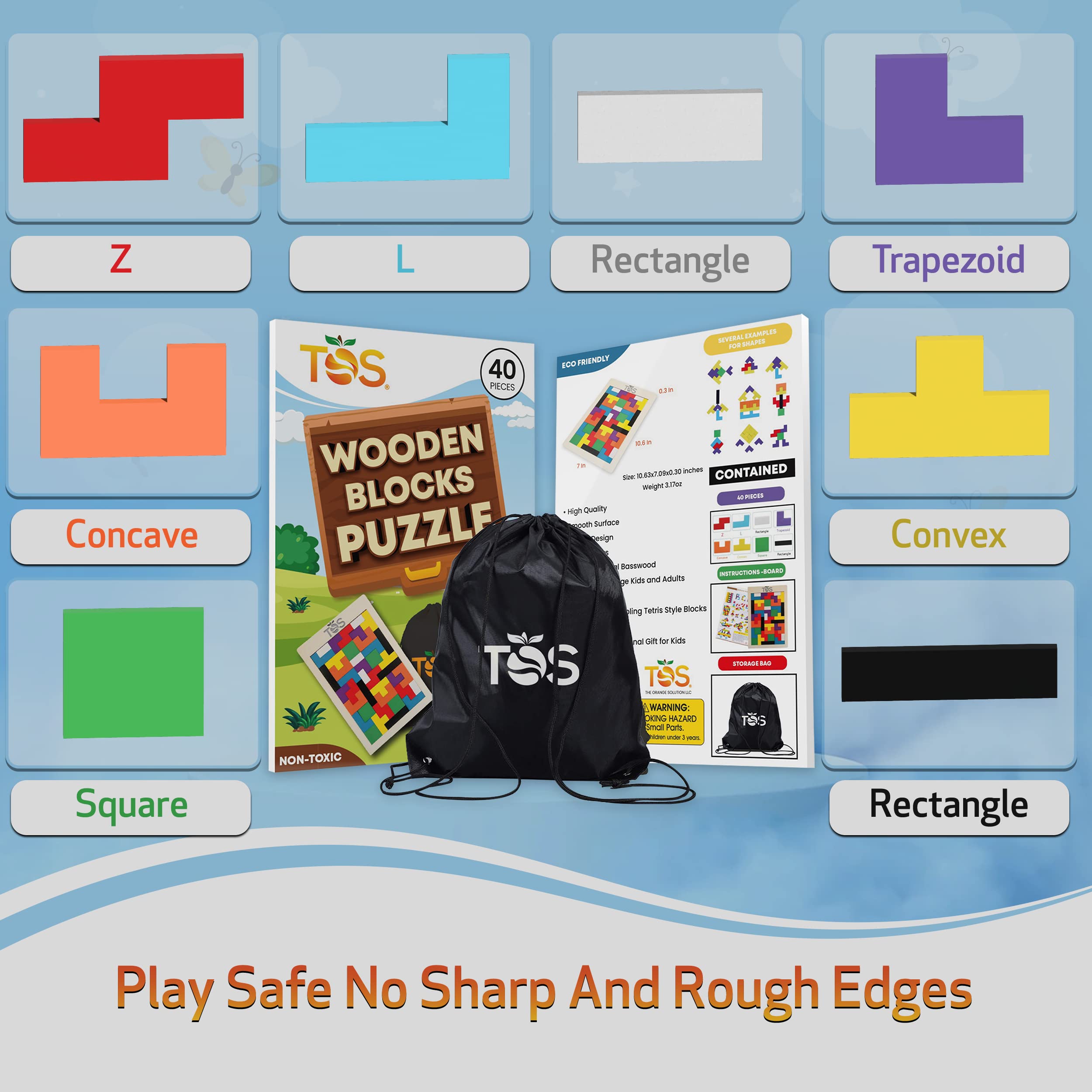 TOS Wooden Blocks Puzzle Brai...B0BKK78H9R | Encarguelo.com