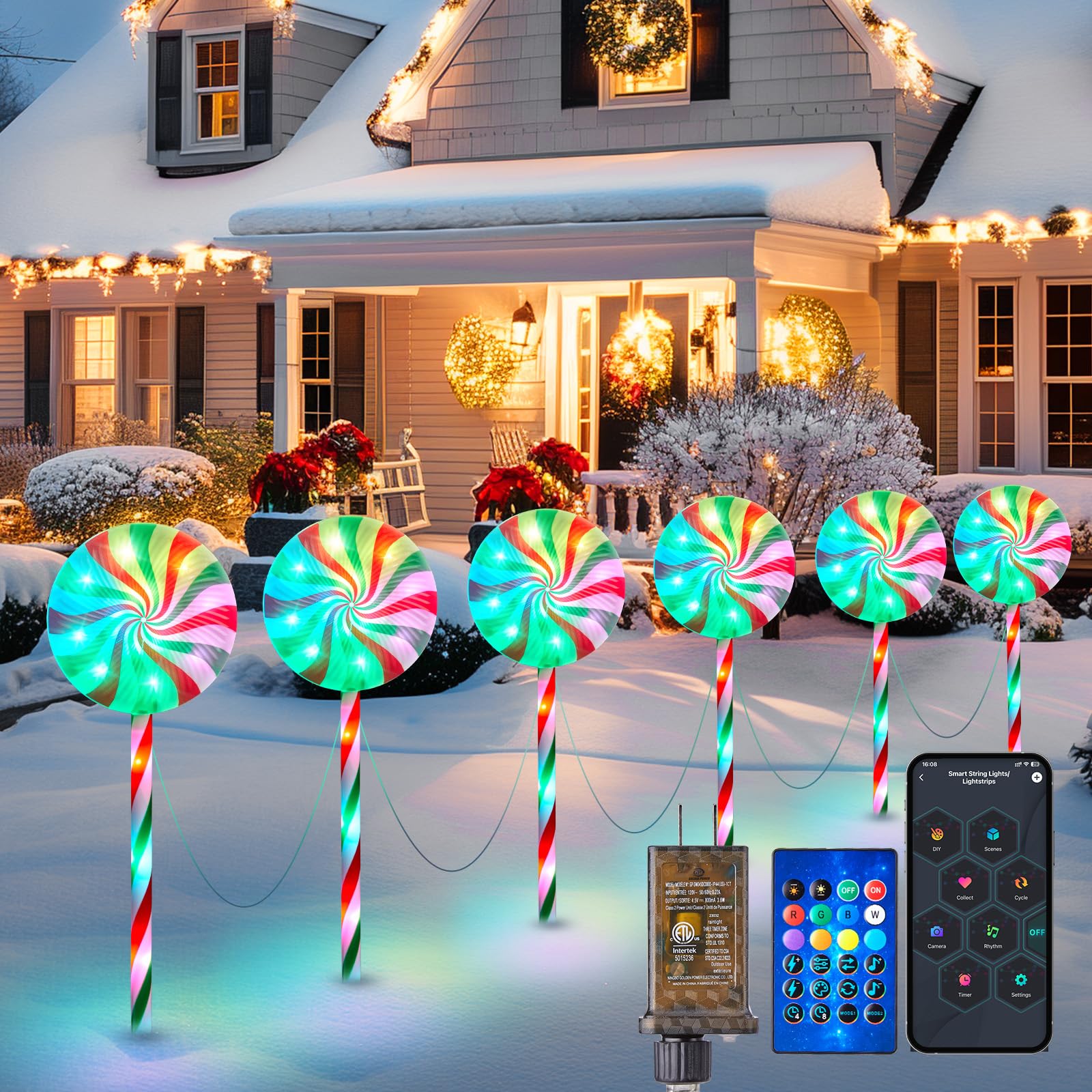 Brightown 6 Pack Smart Lollipop Christmas Pathway Lights Outdoor - 27IN ...