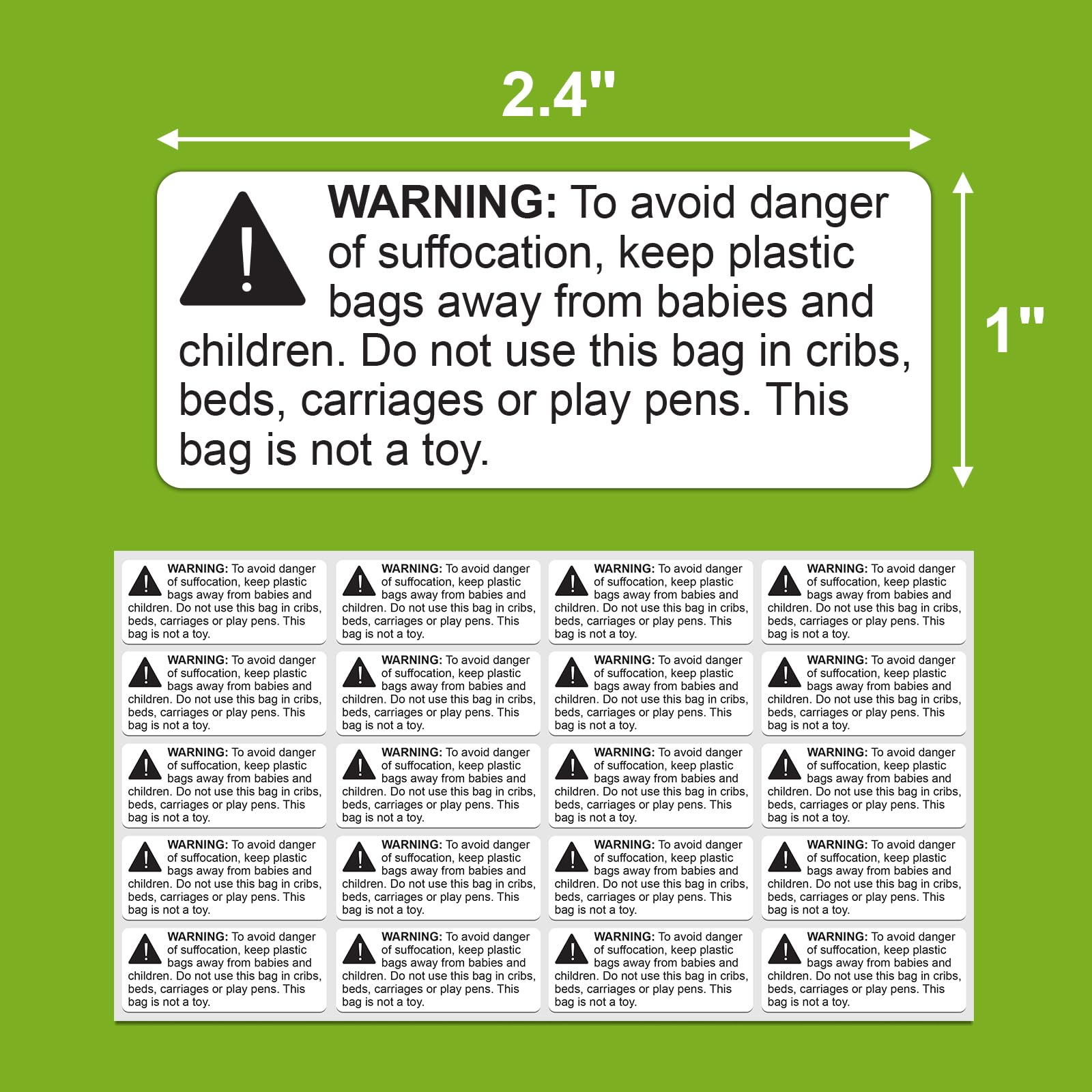 Snapklik.com : Anylabel 2.4" X 1" Rectangular Suffocation Warning ...