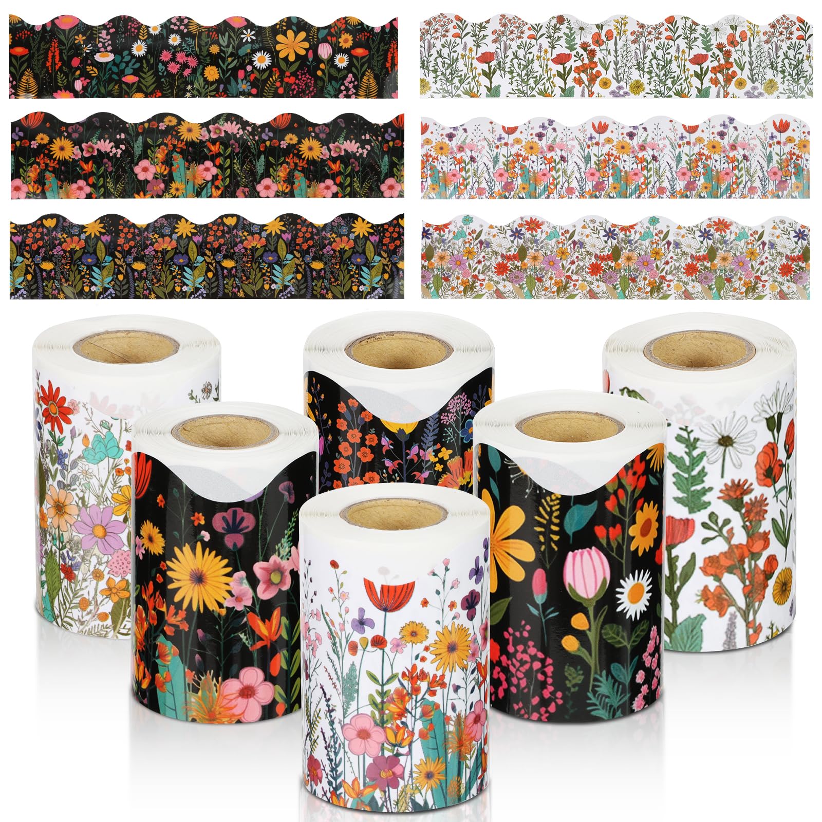 Amazon.com: LiYiQ 6 Rolls 196 Feet Self Adhesive Wildflowers Classroom ...