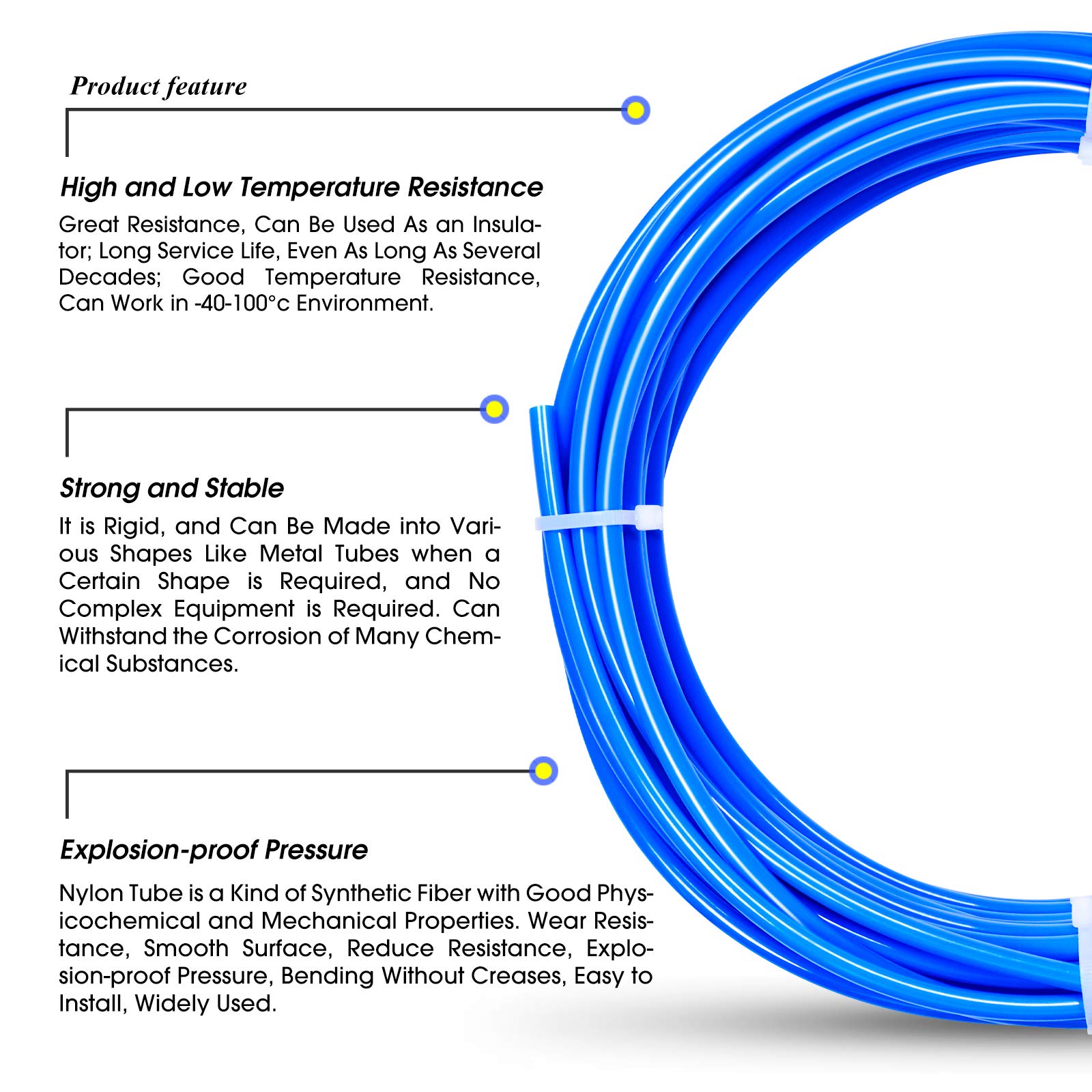 Snapklik.com : Air Line 8mm Od Blue Pneumatic Nylon Tube 32.8ft Air ...