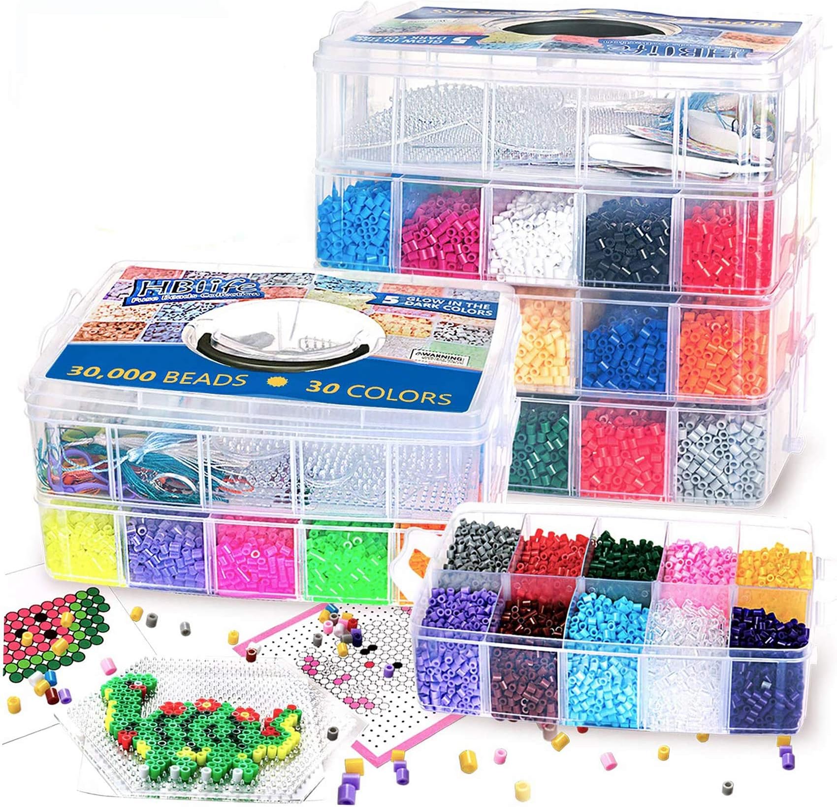 Amazon.com: Quefe 20000 Fuse Beads Kit for Kids, 48 Colors 5mm Iron-On ...