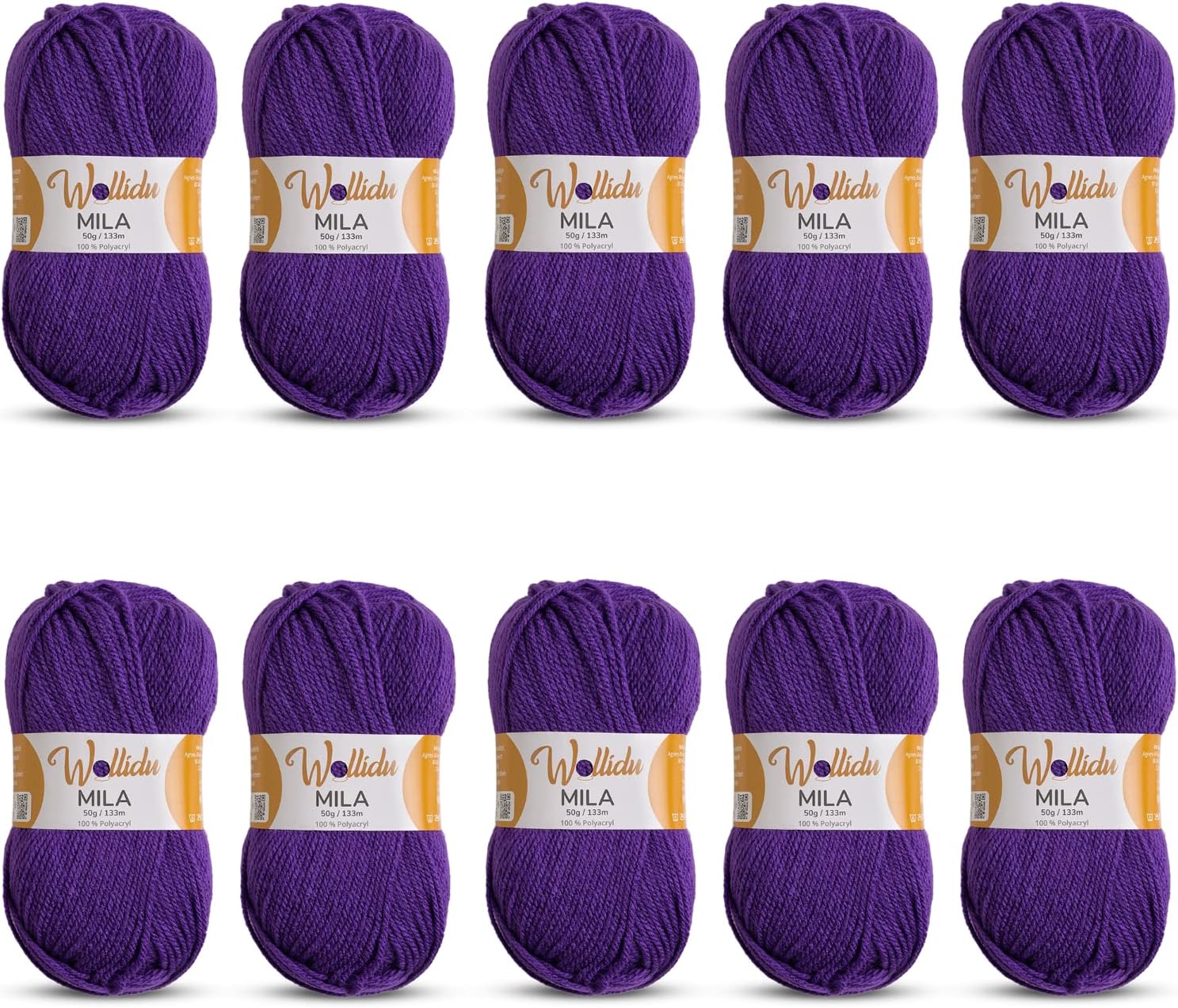 Wollidu, Mila, Fil pour crochet et tricot, 10 x 50 g, 133 m, 100 % ...