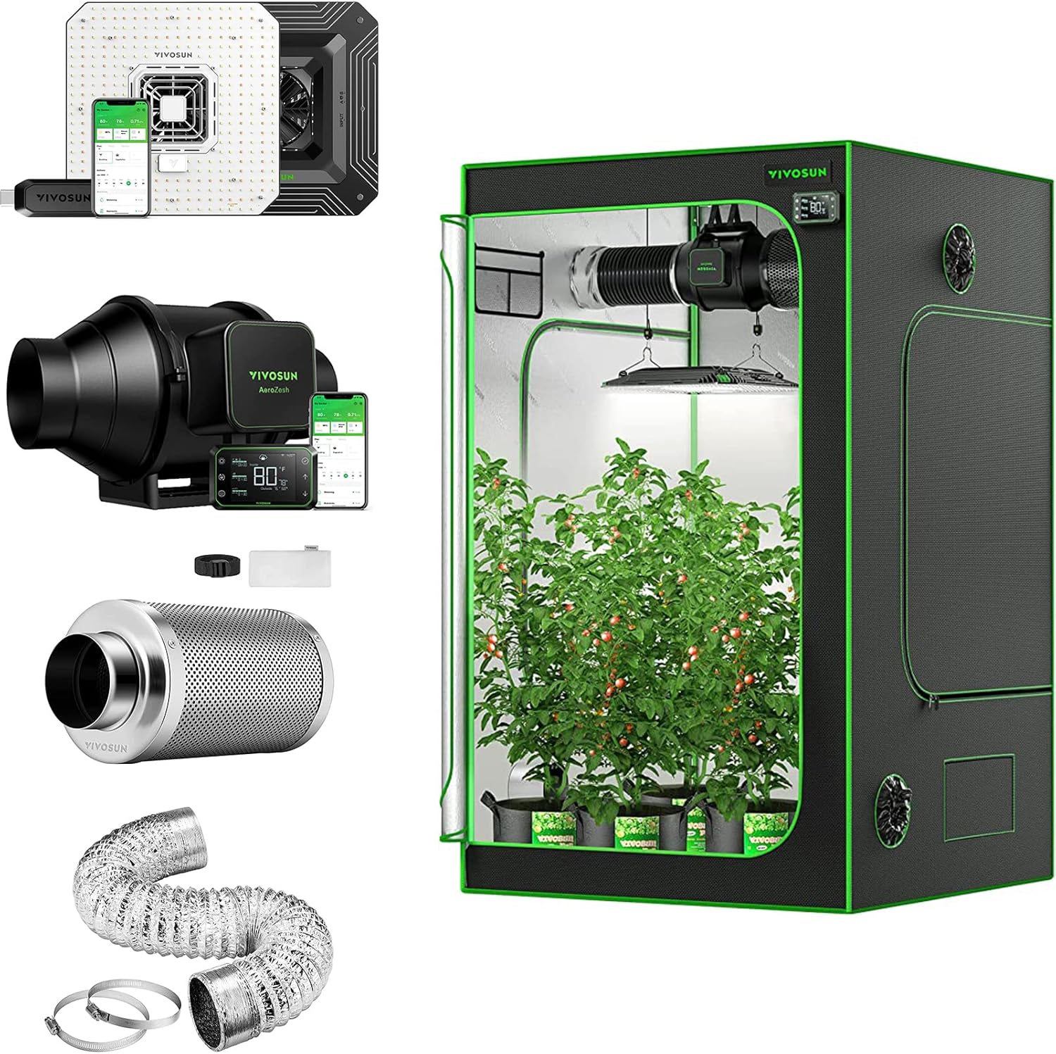 Amazon.com: VIVOSUN S448 4x4 Grow Tent Smart Kit with AeroZesh S6 ...