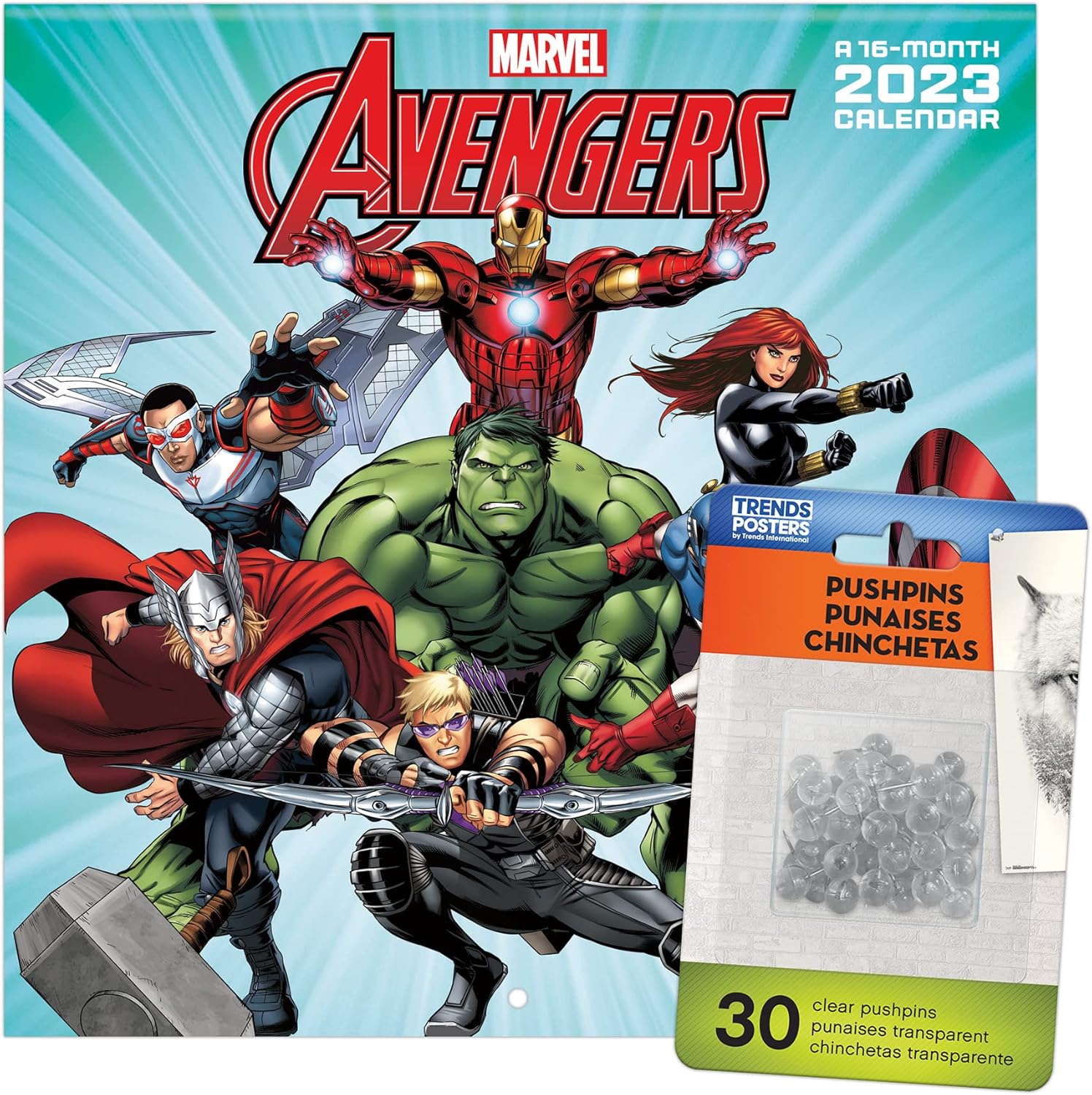 Amazon.com: 2023 Marvel Avengers Mini Wall Calendar & Pushpins : Office ...
