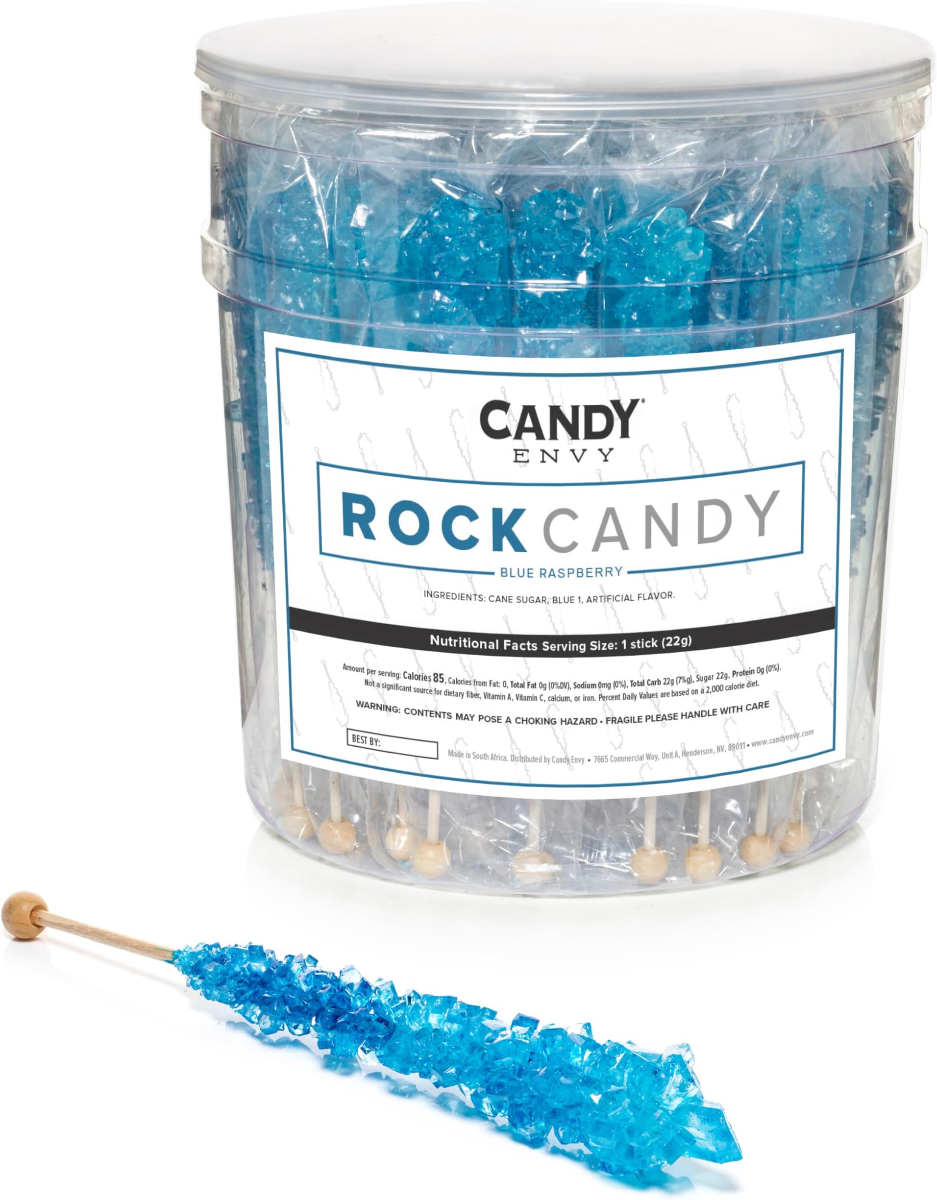 Amazon.com : Candy Envy - Blue Rock Candy Sugar Sticks - Blue Raspberry ...