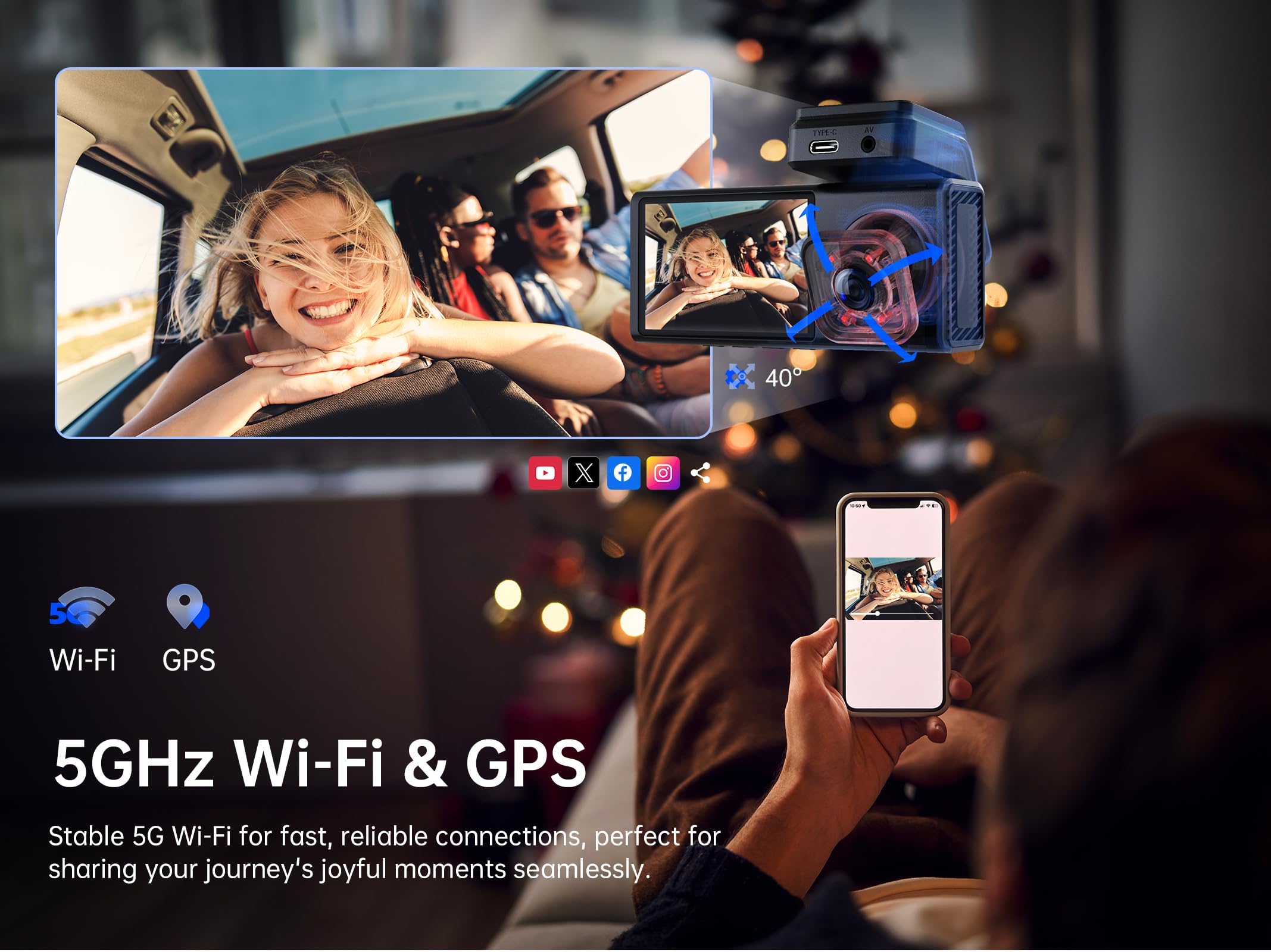 Snapklik.com : Pelsee P2 Trio 3 Channel 4K WiFi Dash Cam, 4K+1080P ...