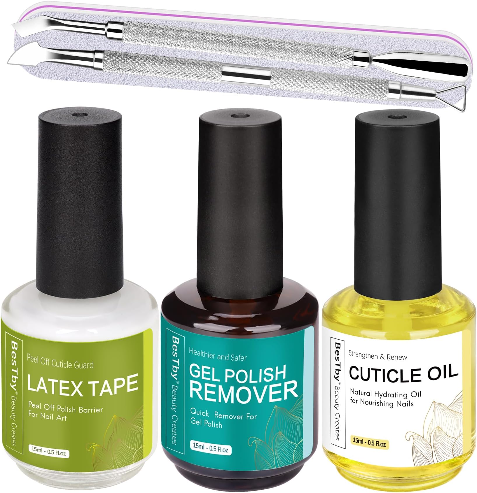 Amazon.com : Gel Nail Polish Remover 2 Pack, with Cuticle Pusher and ...